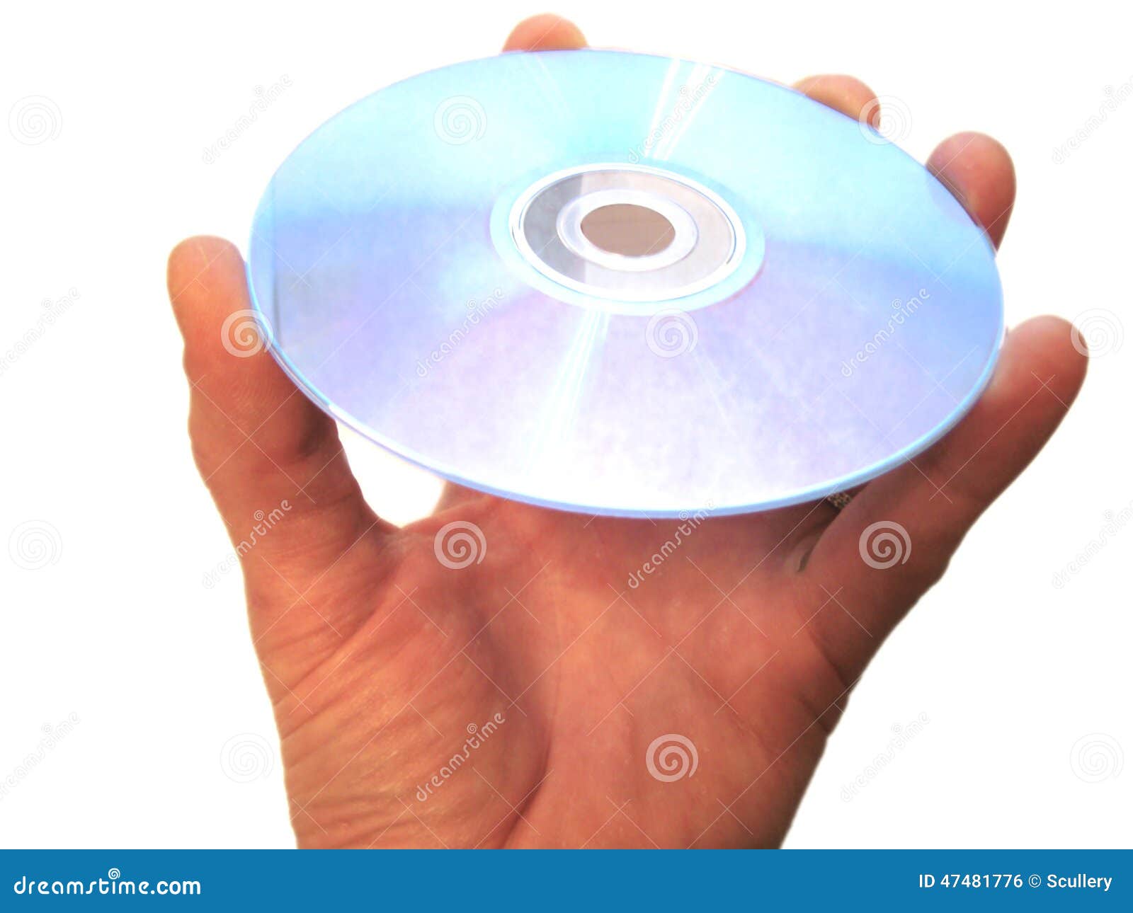 Mans Hand Holding Compact Disc on the Finger Isolated Stock Photo ...