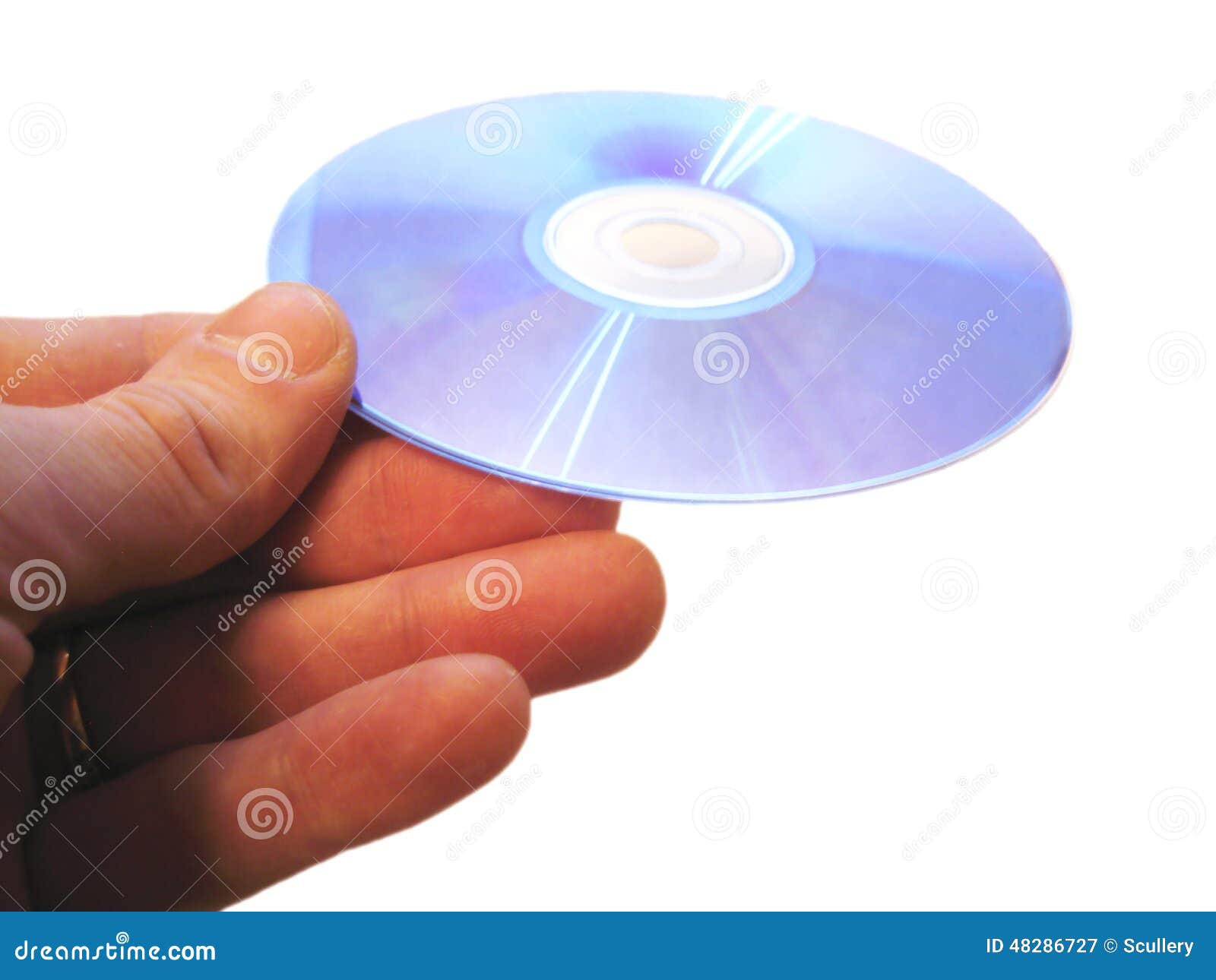 Mans Hand Holding Compact Disc on the Finger Isolated Stock Image ...