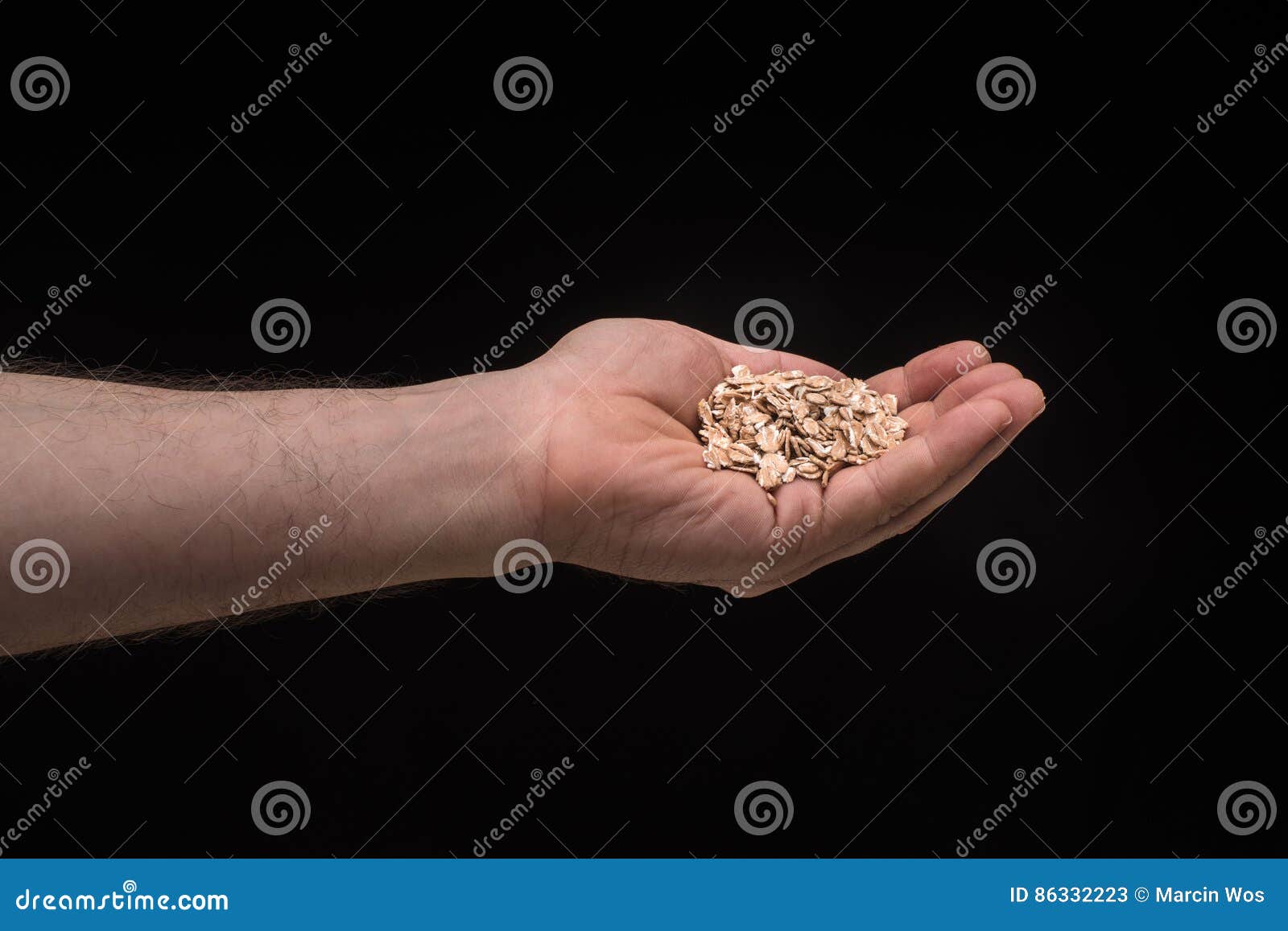 Mans Hand Holding Spelt Flakes Stock Image - Image of isolated, grain ...