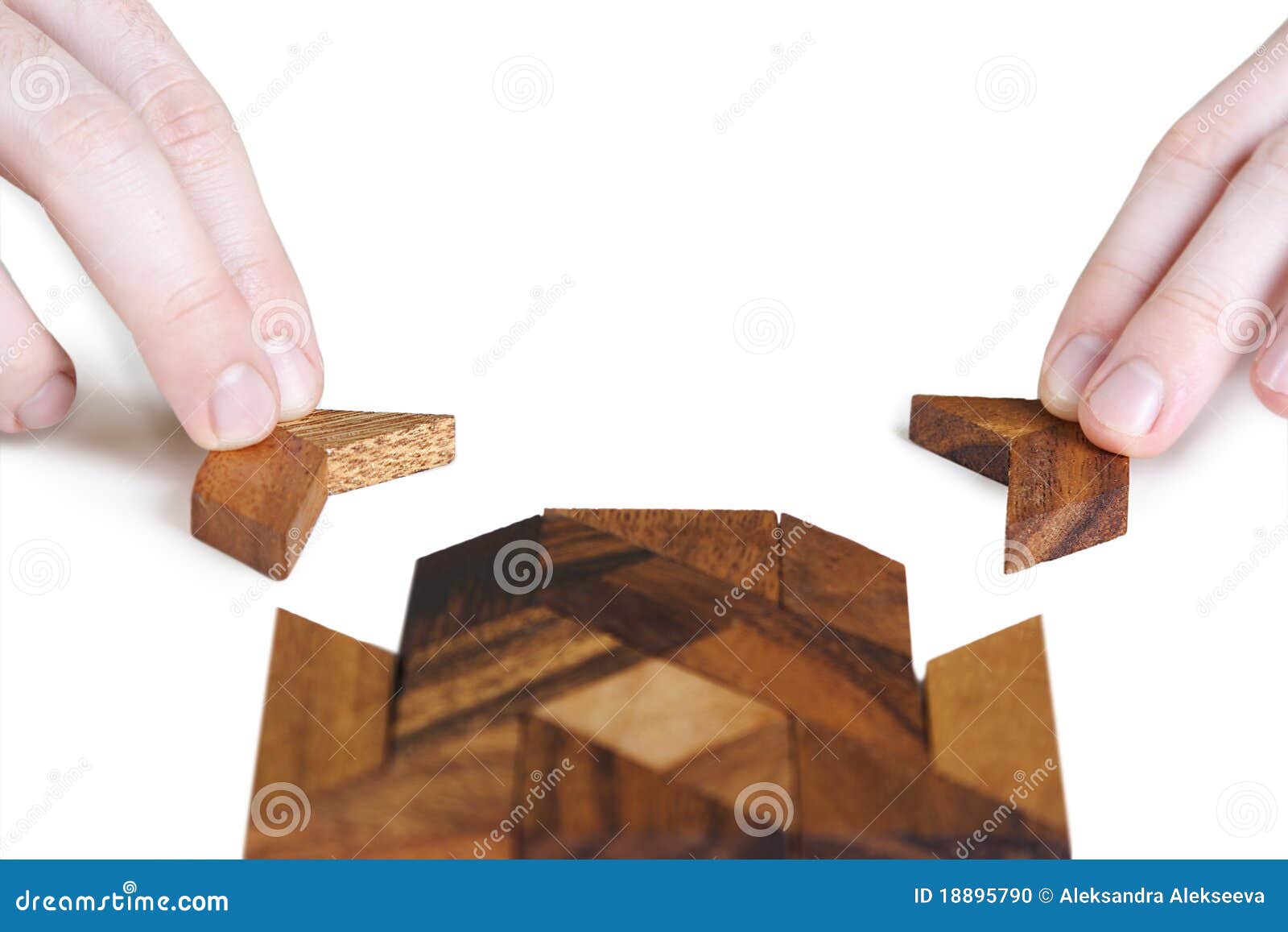 Mans Hands Assembling Wooden Square Puzzle Stock Photo - Image of ...