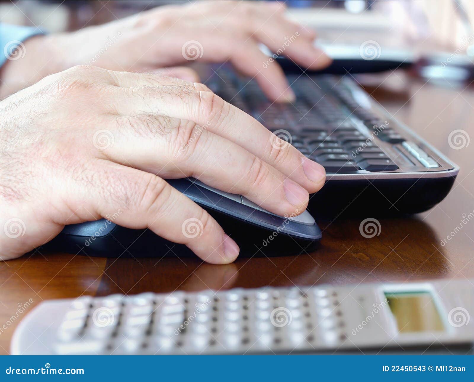 Mans Hands on Computer Mouse and Keyboard Stock Image - Image of search ...