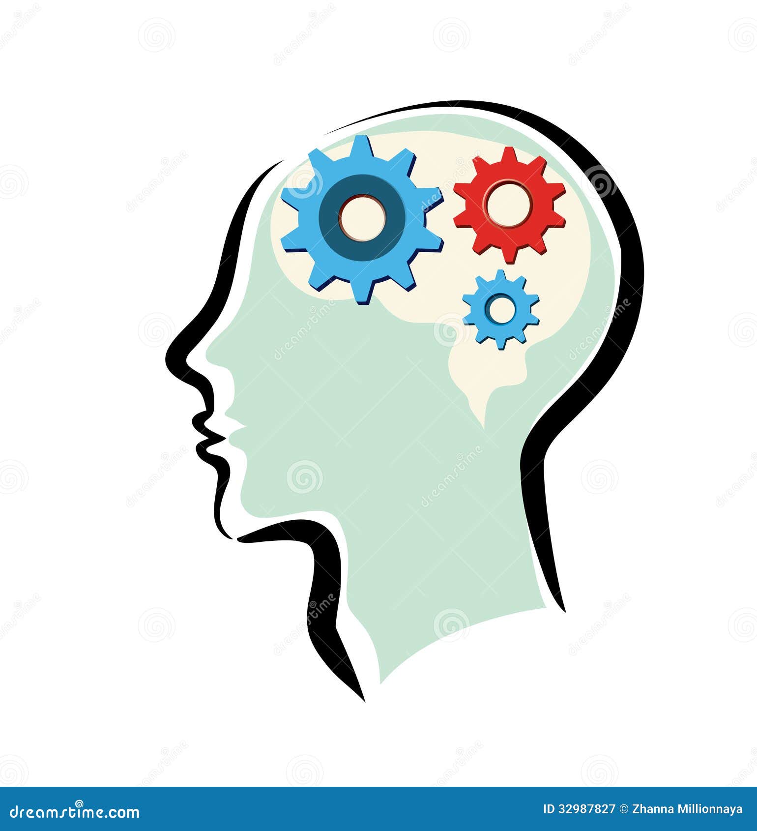 Mans Head with Brain and Thinking Process Stock Vector - Illustration ...