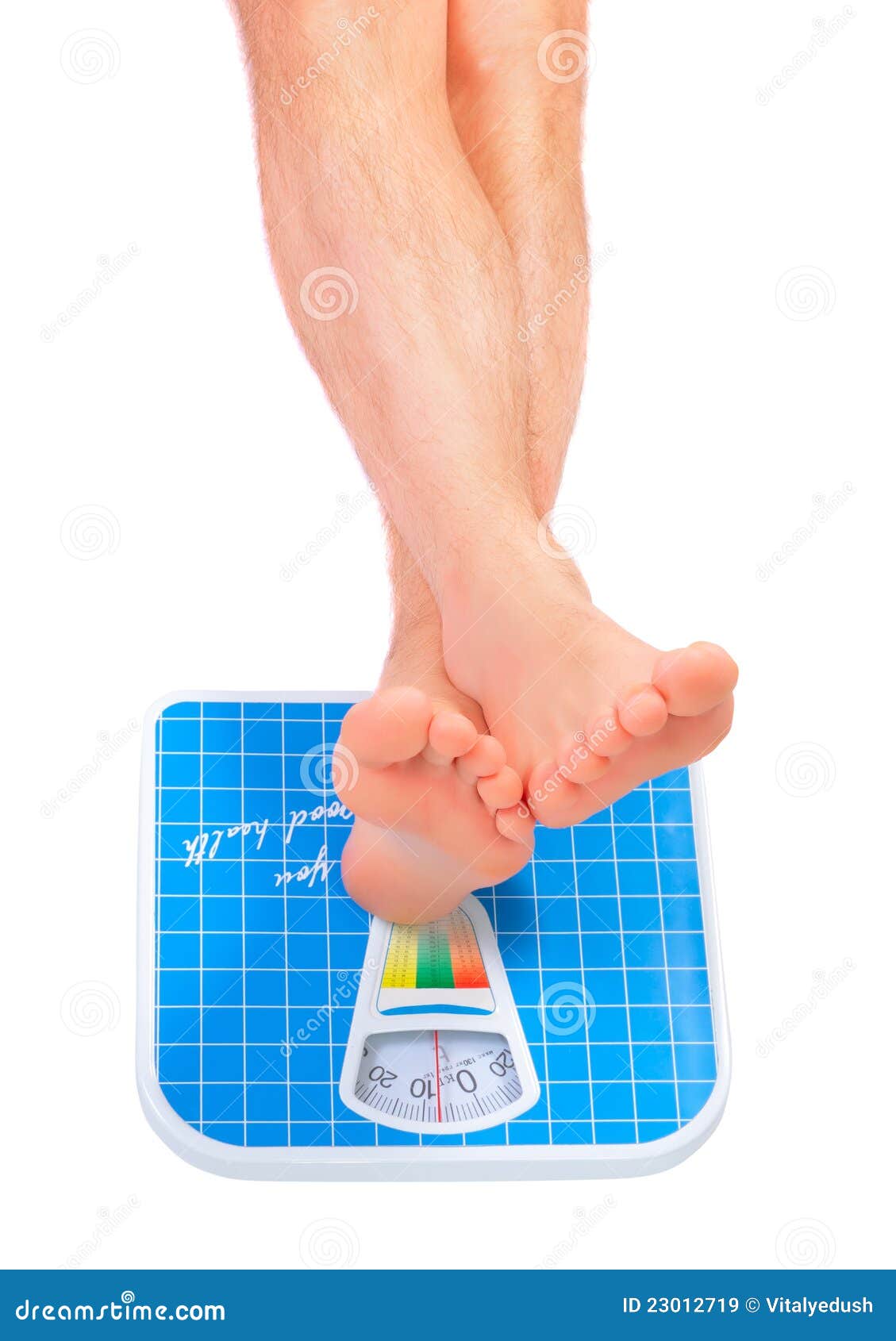Mans Legs ,weighed on Floor Scale. Stock Image - Image of healthy ...