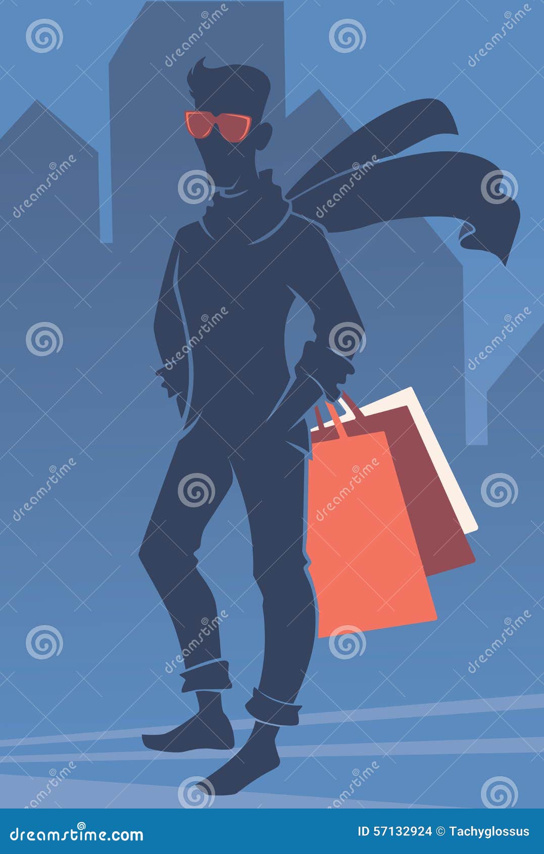 Mans shopping stock vector. Illustration of city, cute - 57132924