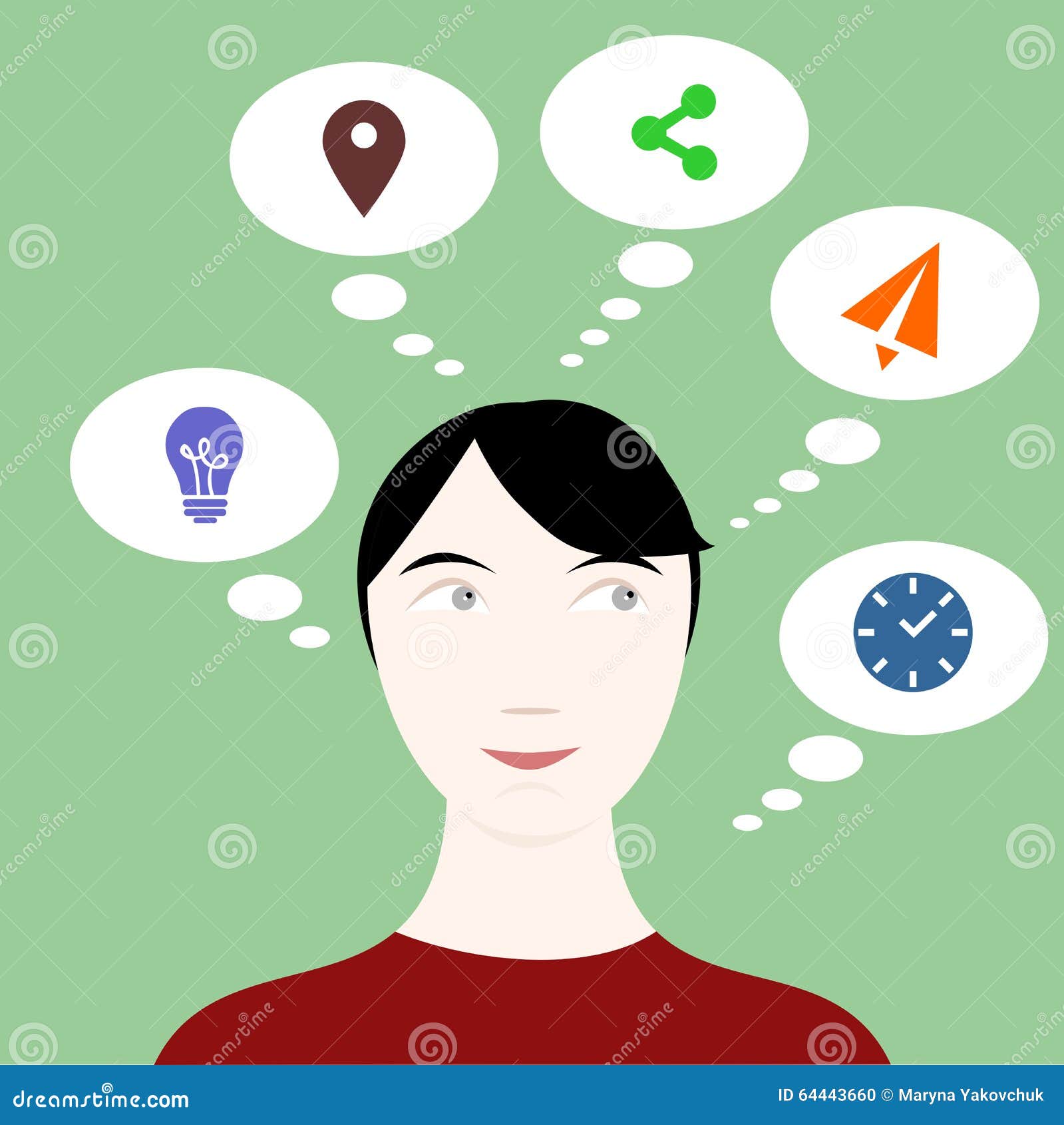 The mans thoughts stock vector. Illustration of think - 64443660