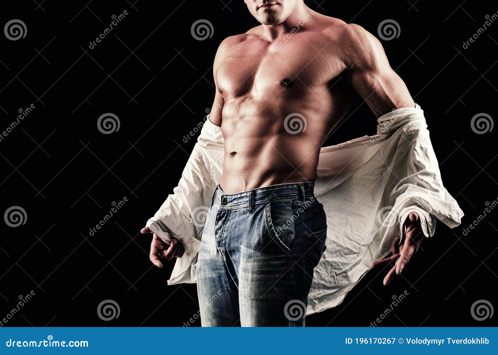 Mans Torso with Open White a Shirt. Stock Image - Image of male, chest ...