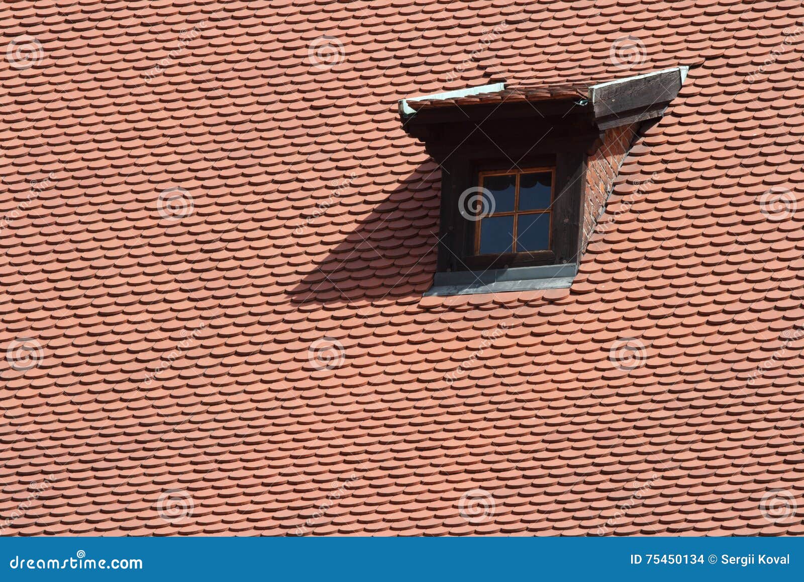 Mansard Window in Old Tiled Roof Stock Photo - Image of retro ...