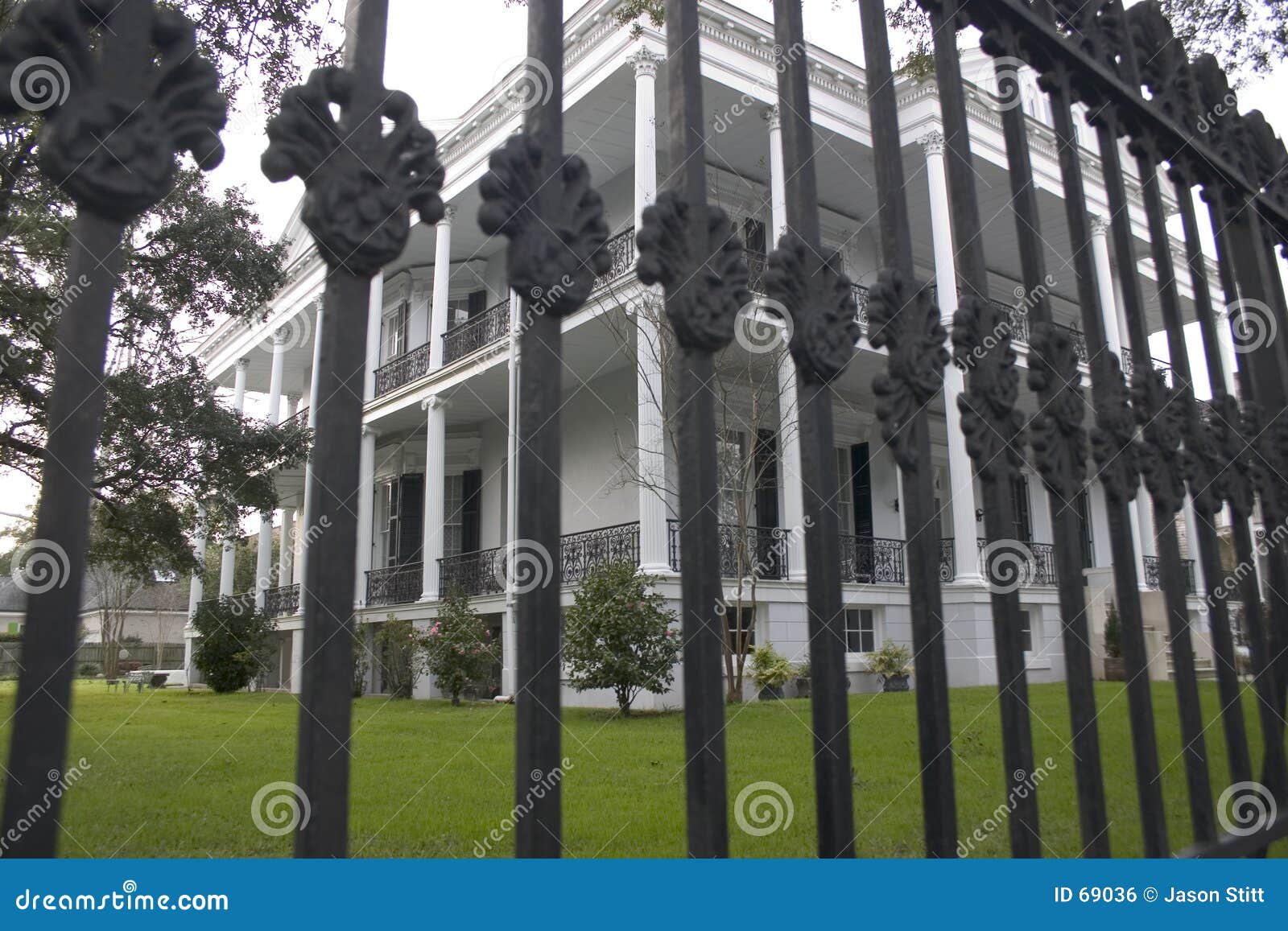 Mansion & Fence stock photo. Image of white, fence, building - 69036