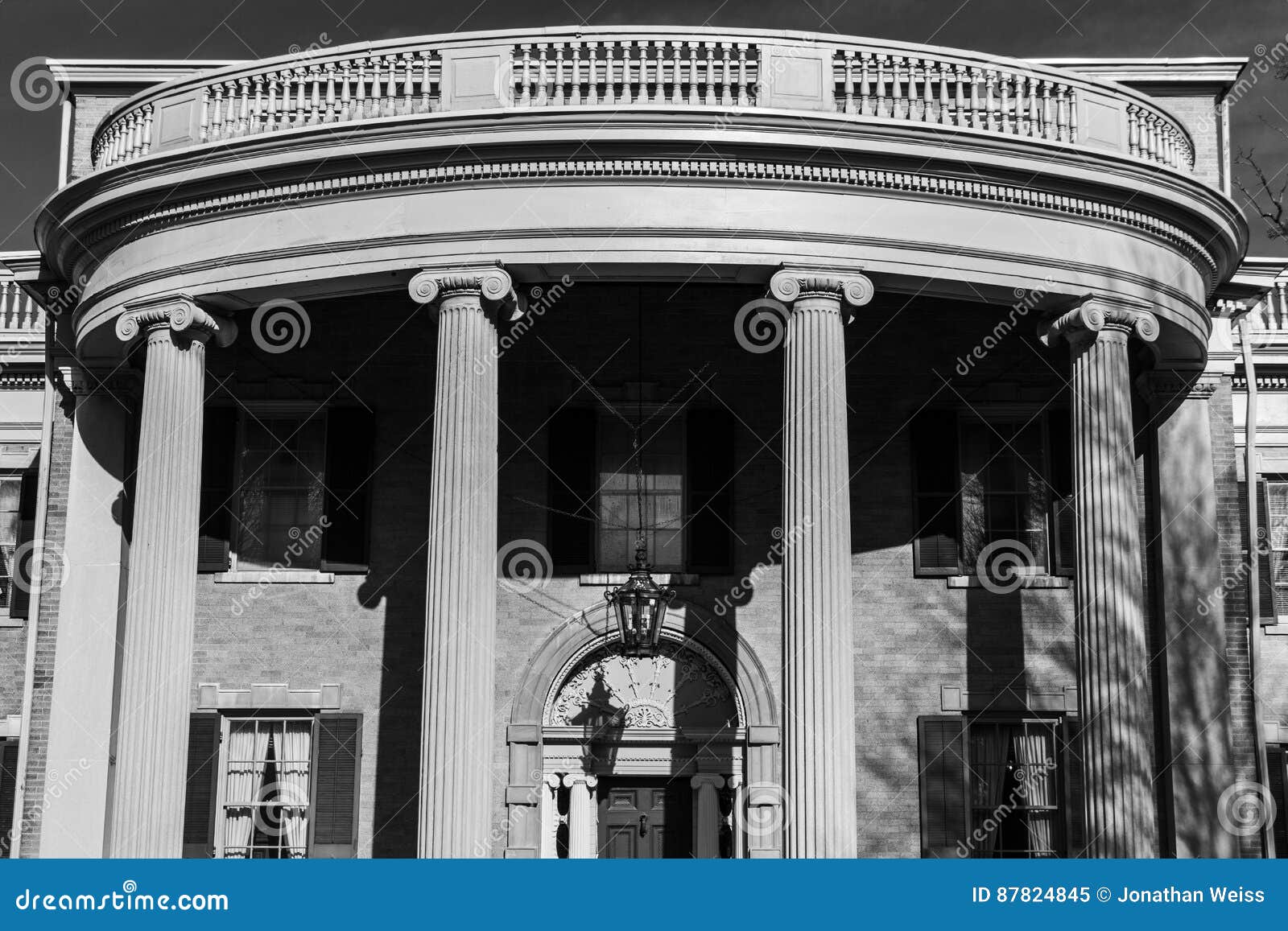 Mansion with Greek Ionic Columns I Stock Image - Image of vintage ...