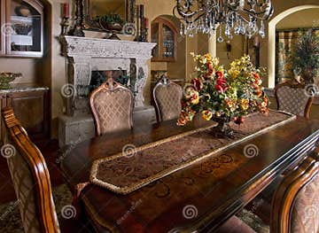 Mansion Home Dining Room Table Stock Image - Image of estate ...