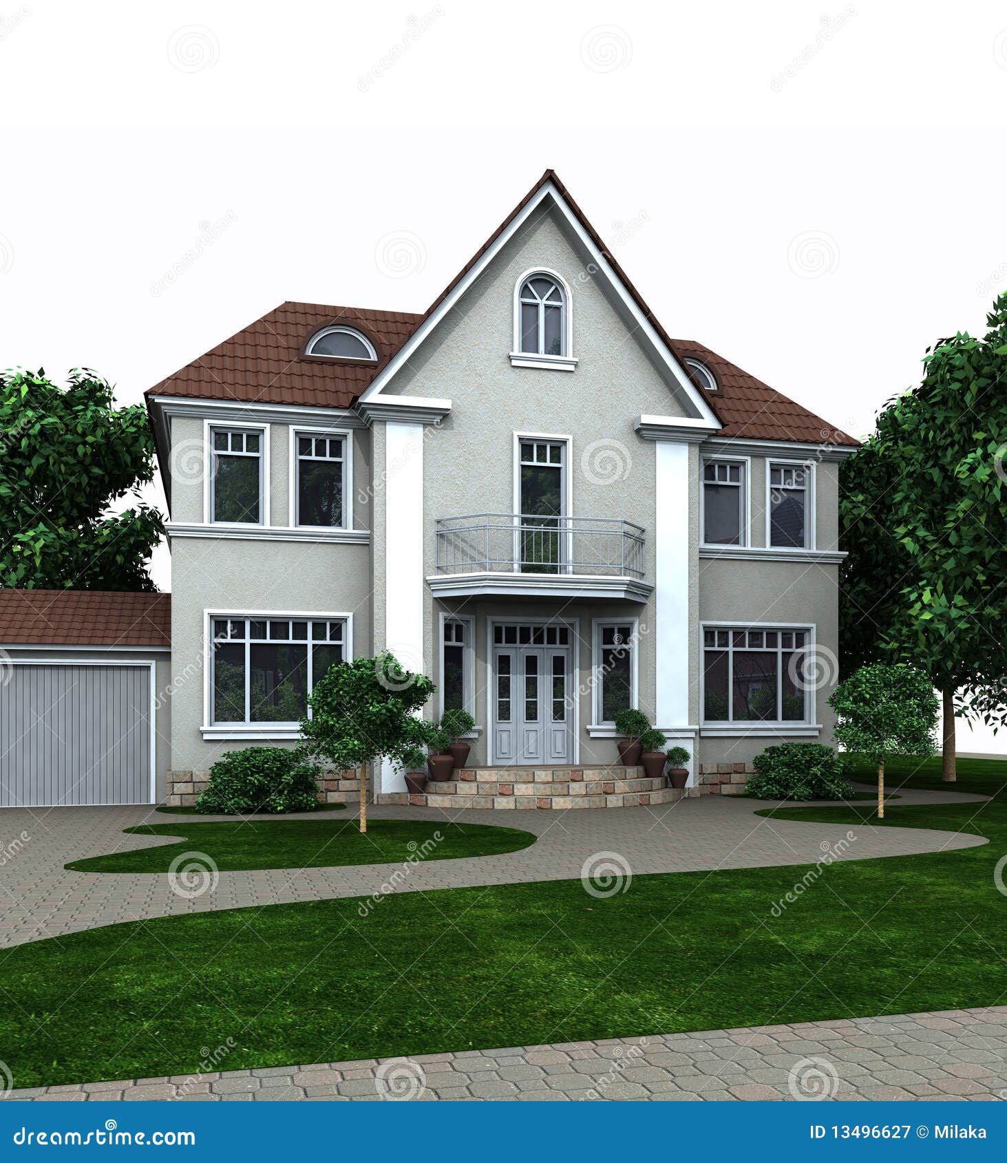 Mansion of the Middle Class Stock Illustration - Illustration of green ...