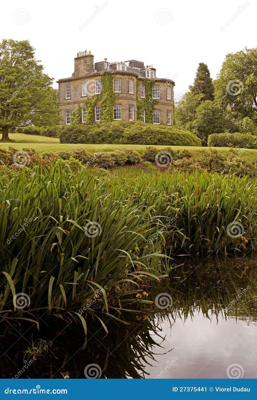 Mansion near the pond stock image. Image of landscape - 27375441