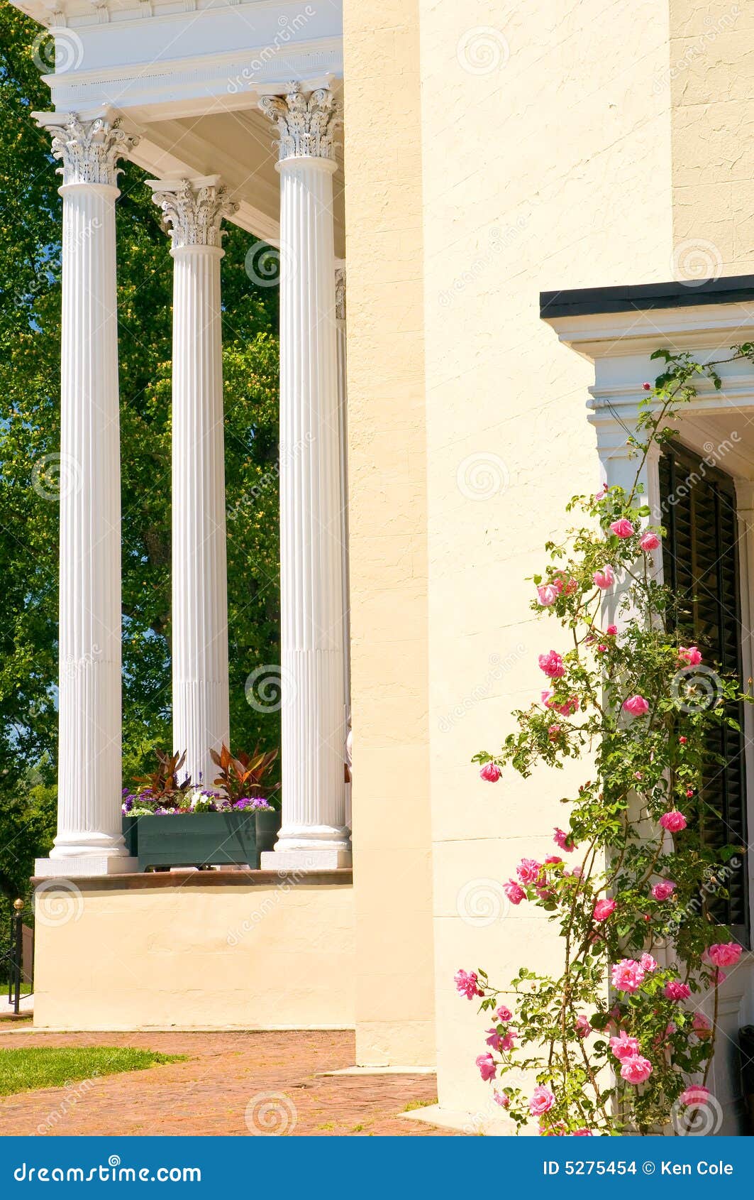 Mansion porch and roses stock photo. Image of bright, entrance - 5275454