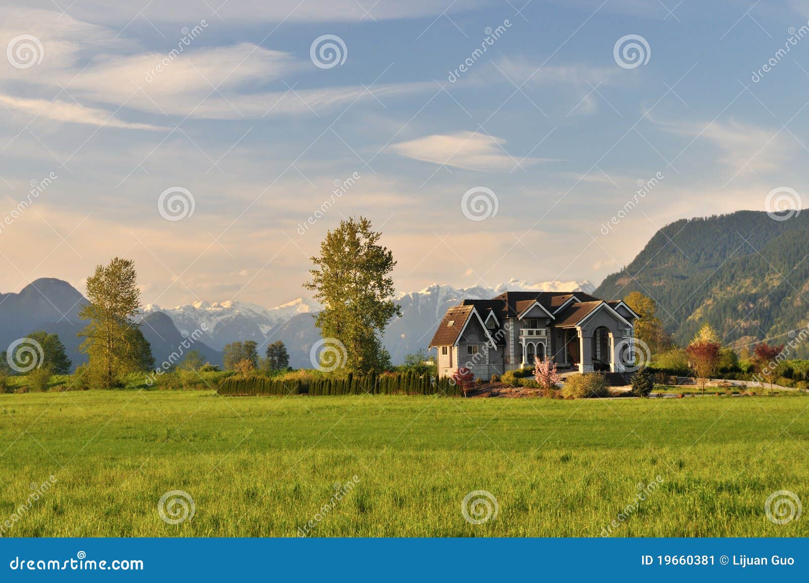 Mansion in the Spring Countryside Stock Image - Image of meadows ...