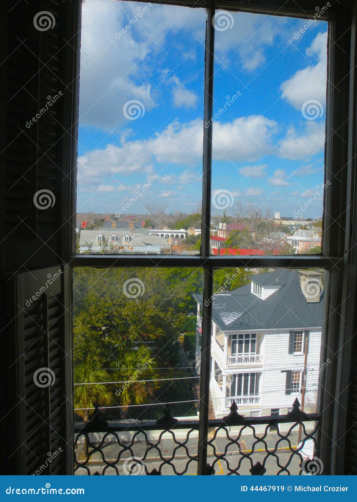 Mansion Window View of Charleston Stock Image - Image of houses ...