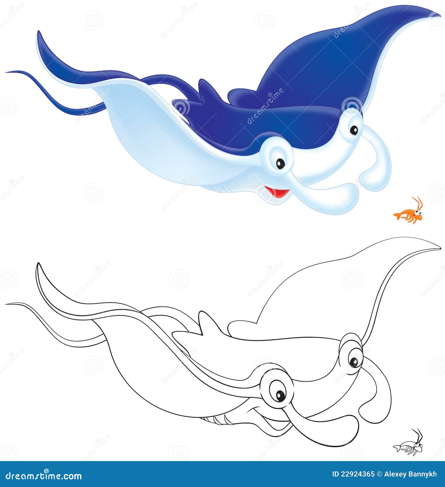 Manta e Krill da raia ilustração stock. Ilustração de cartoon - 22924365