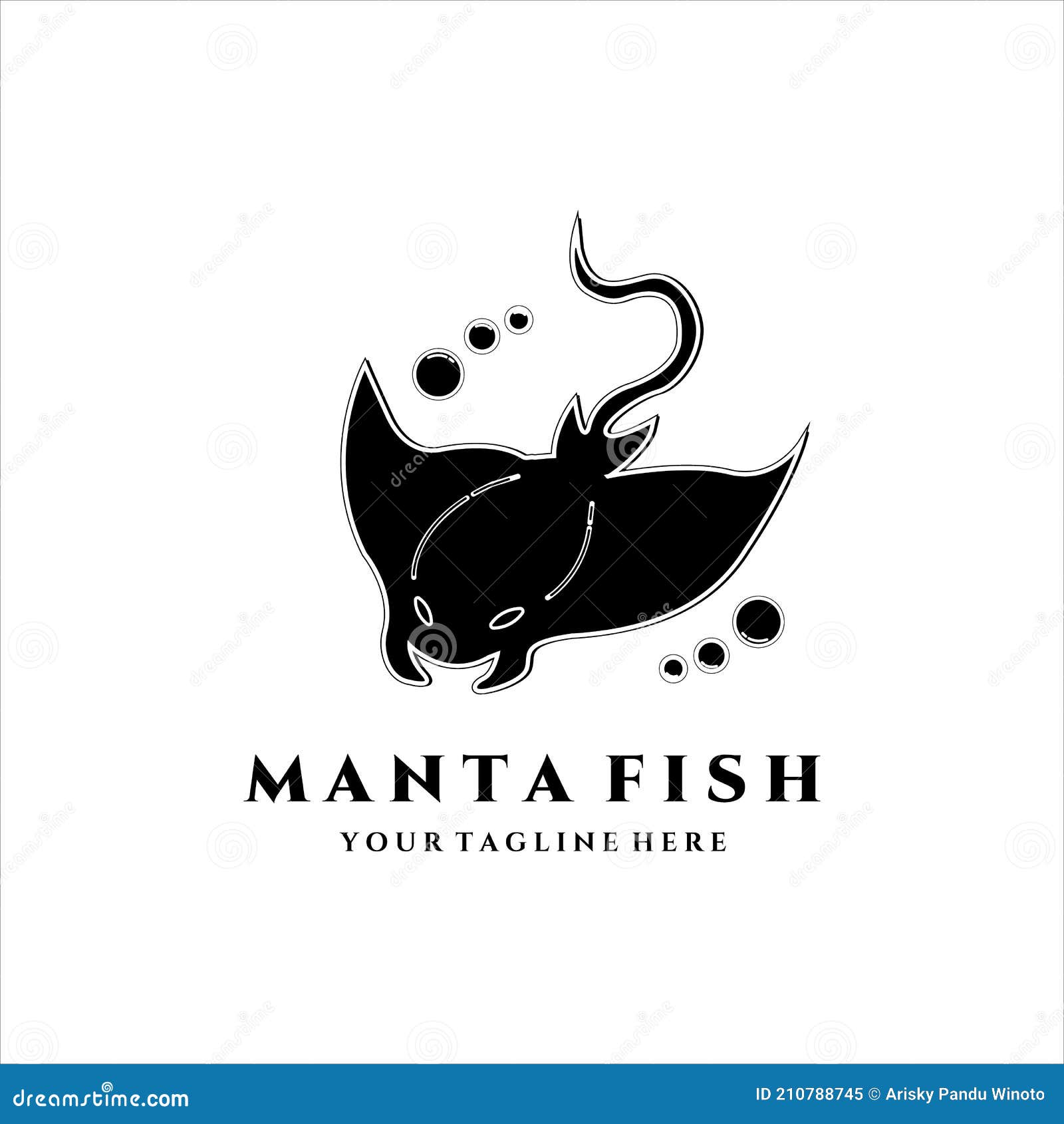 Manta Fish Vintage Logo Vector Illustration Design Stock Vector ...