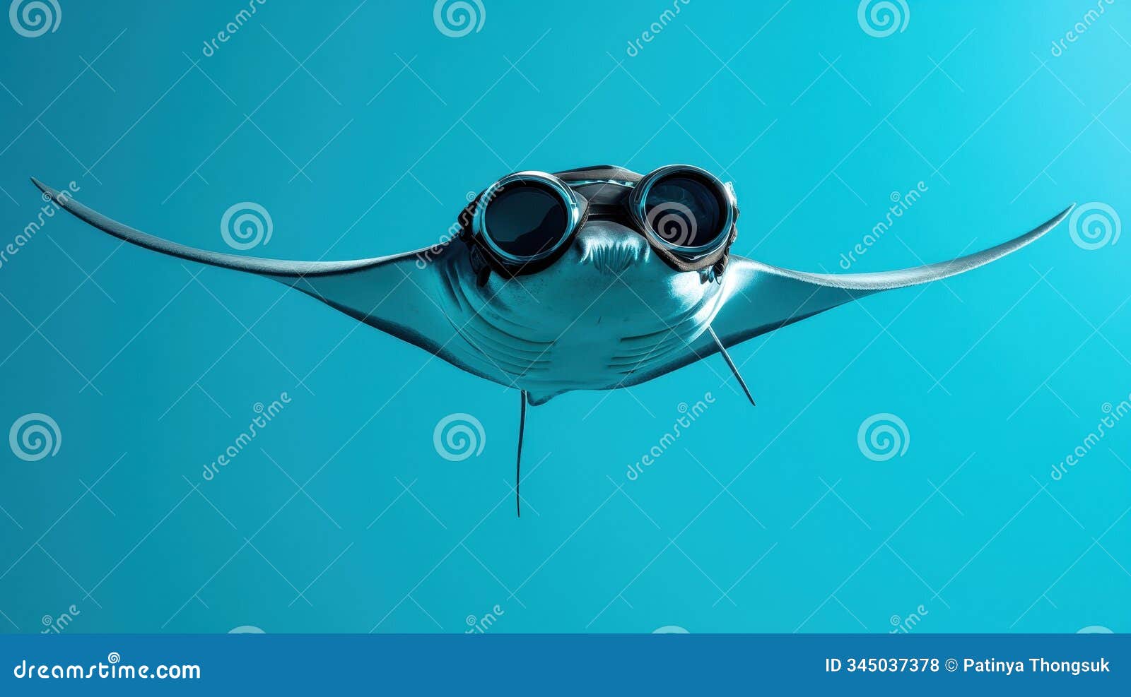 Manta Ray Dressed As a Pilot with Goggles Stock Illustration ...