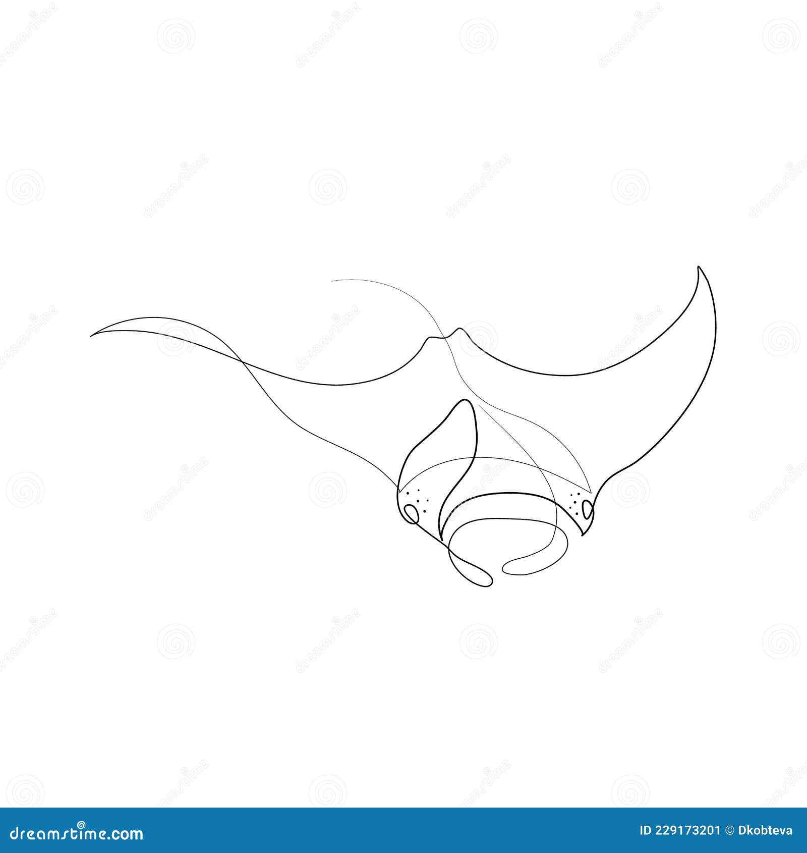 Manta Ray Line Vector. Sea Life Cramp Fish One Line Art Illustration ...