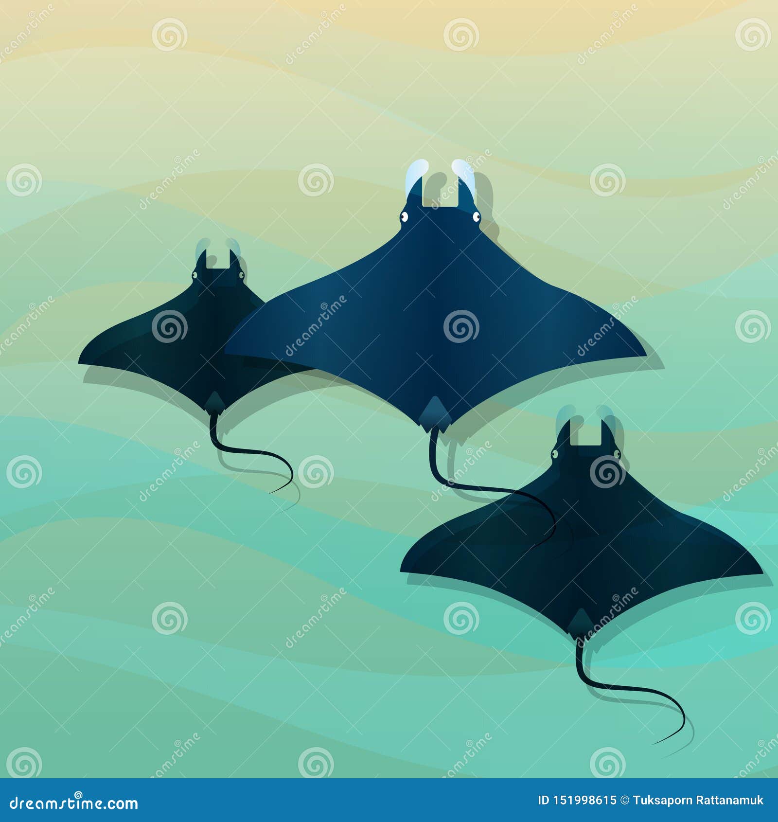 Manta Ray Illustration Style Stock Vector - Illustration of glass ...