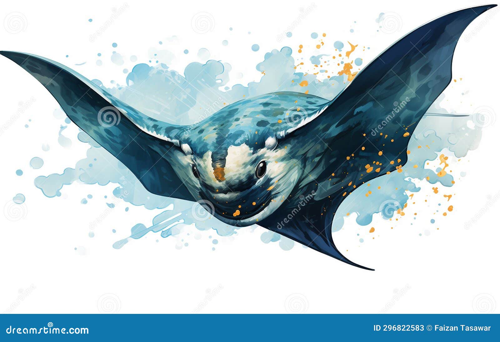 Manta Ray Isolated on White -Generative Ai Stock Illustration ...