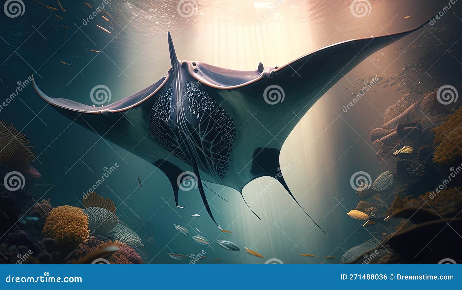 Manta Ray Monster Digital Art Illustration, Generative AI Stock ...