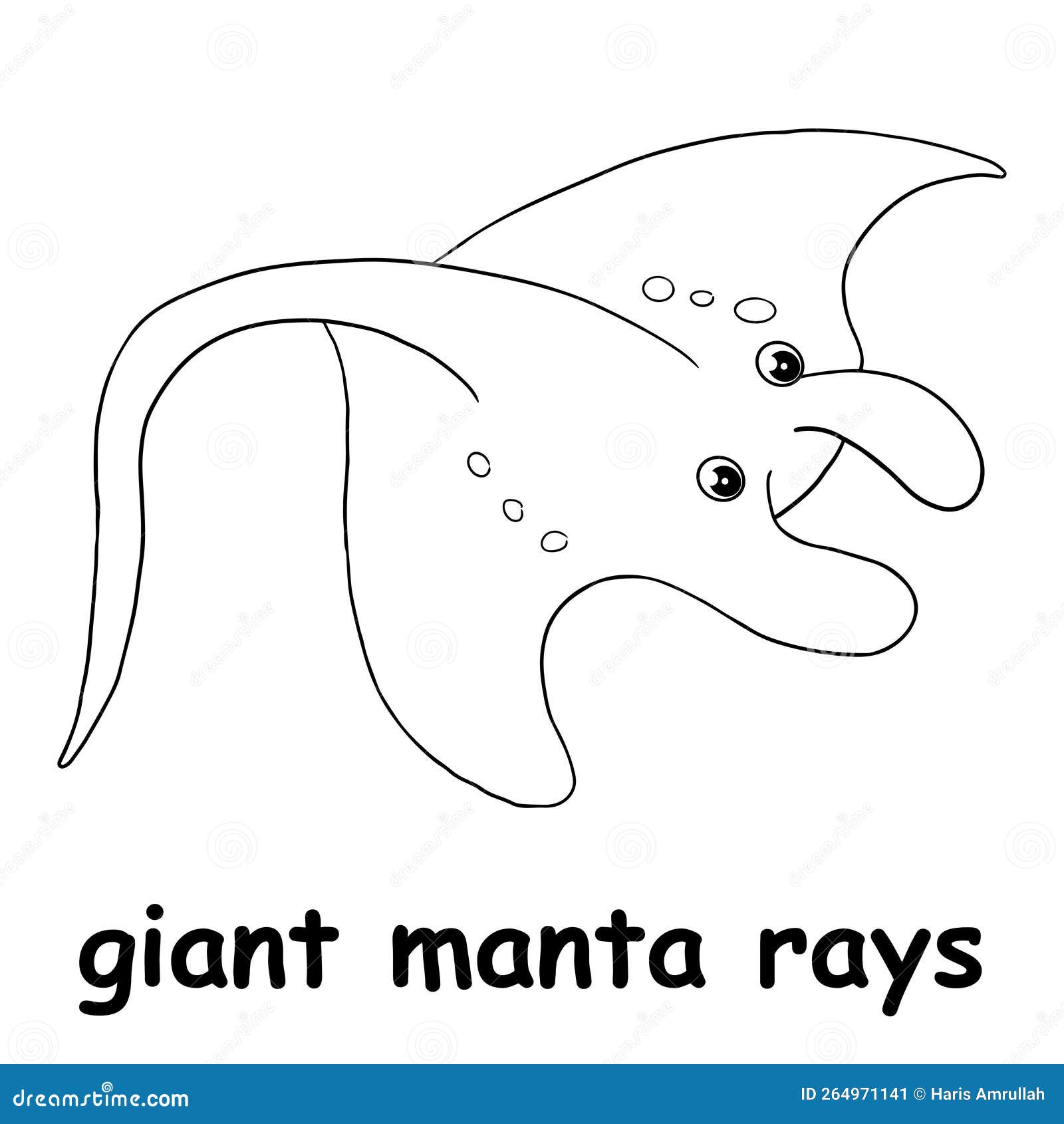 Kids Line Illustration Coloring Giant Manta Rays. Outline Vector for ...