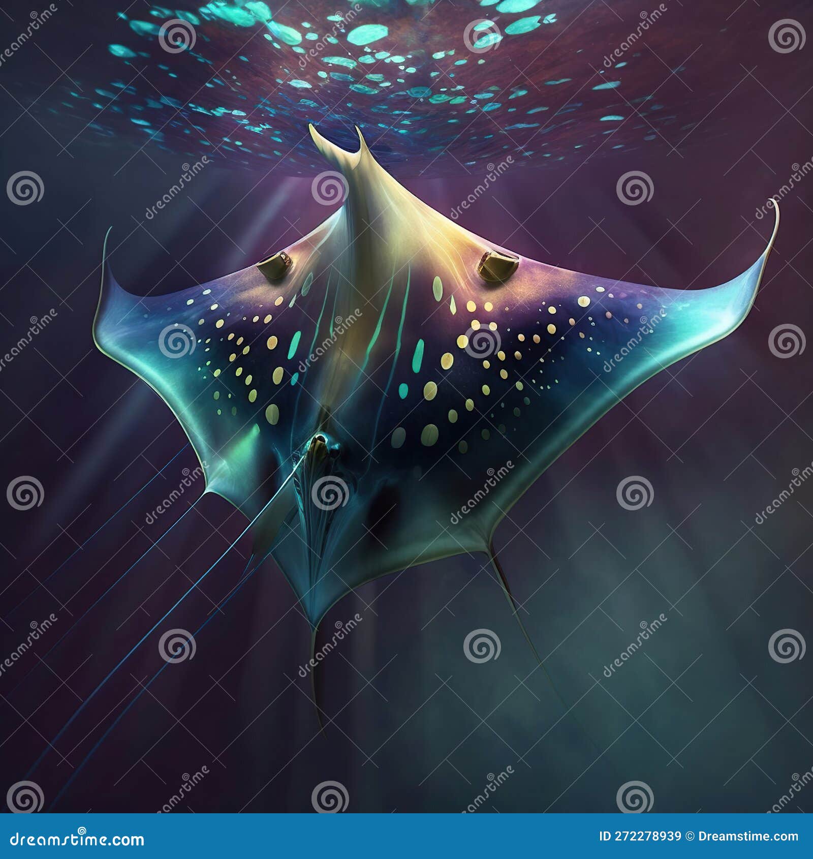 A Manta Rays with Neon Lights on it’s Body Protection of the Deep ...
