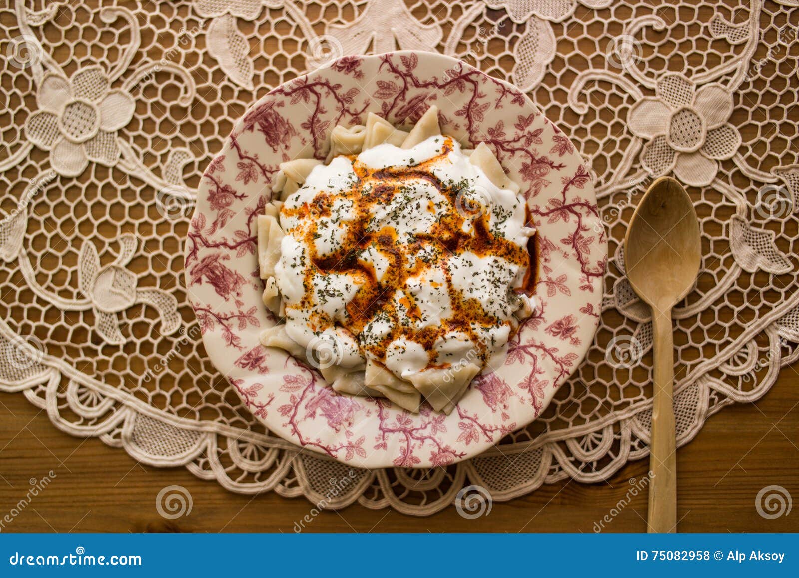 Manti / Turkish Ravioli with Yogurt. Stock Photo - Image of health ...