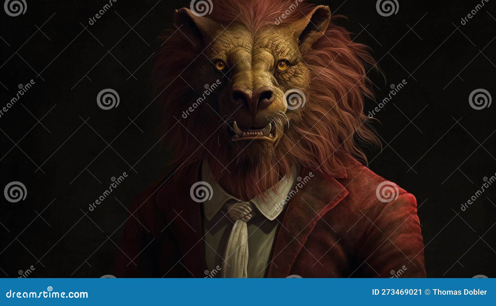 Manticore wearing a Suit stock image. Image of posture - 273469021