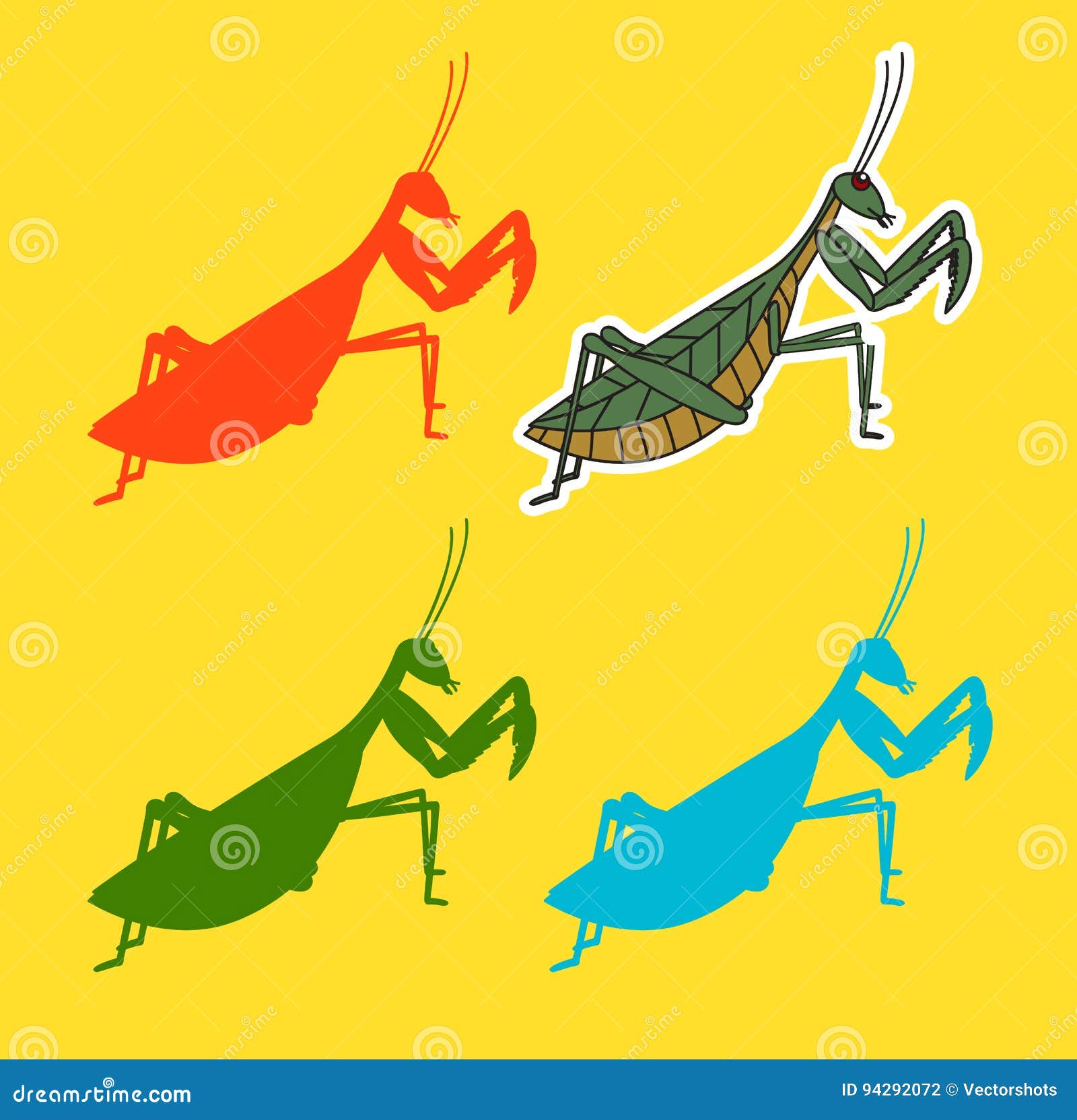 Mantid Insects Vector Shapes Stock Vector - Illustration of nature ...