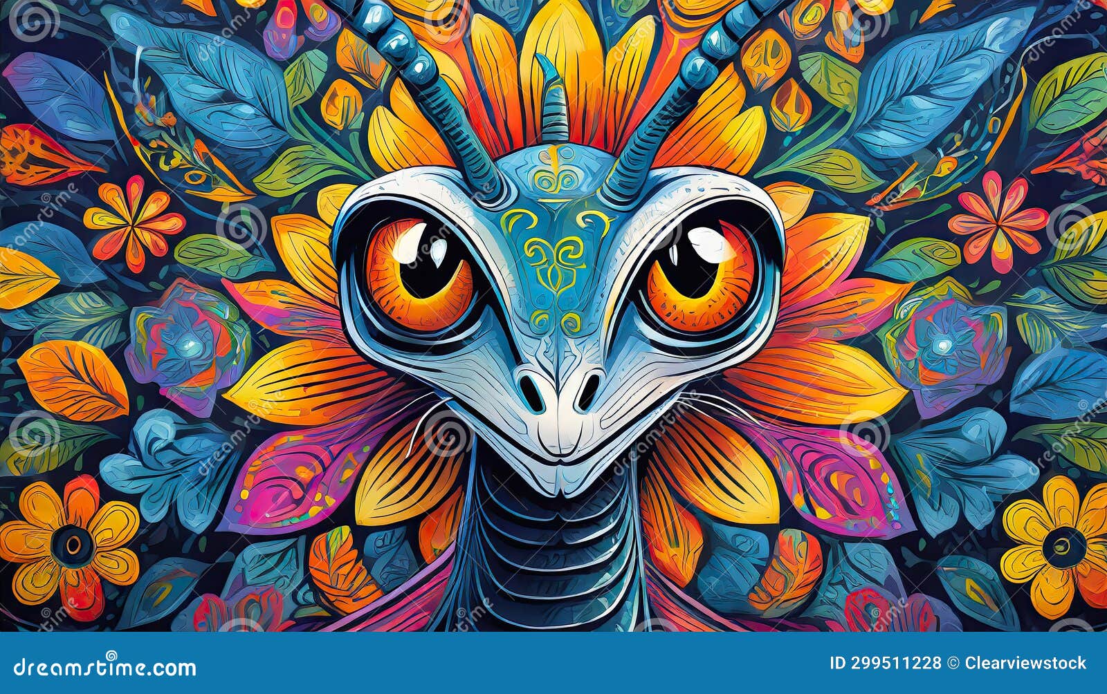 Mantis Bright Colorful and Vibrant Poster Illustration Stock ...