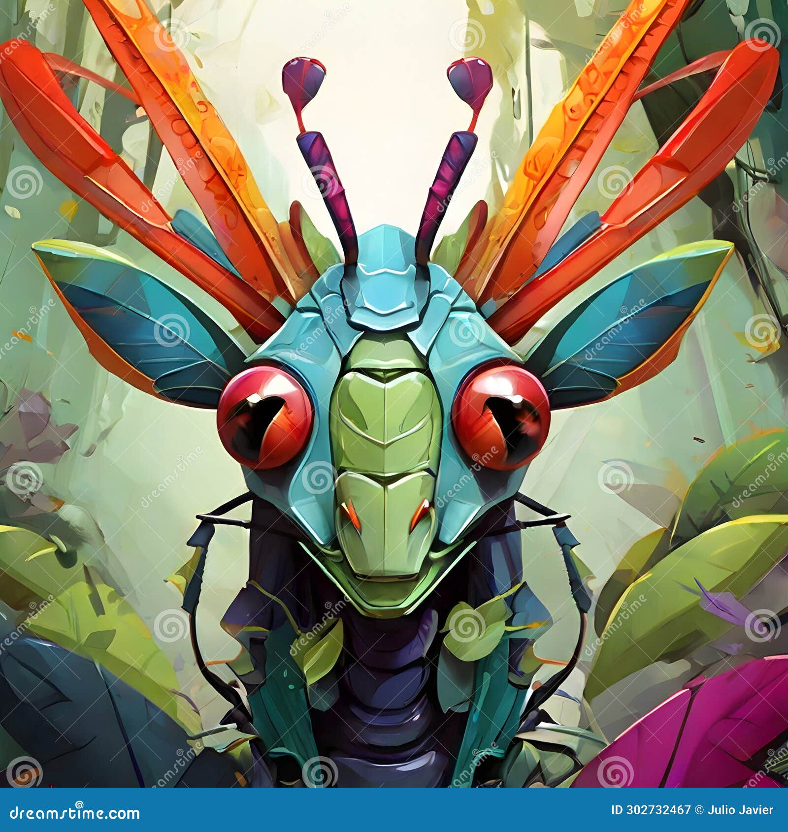 A Mantis Colorful Head Facing Front View Stock Illustration ...