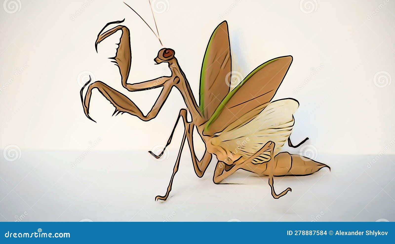 A Predatory Insect Mantis in an Aggressive Fighting Pose. Stock ...