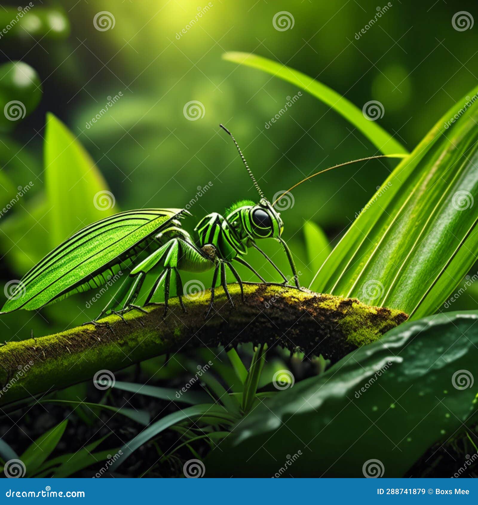 Mantis on a Leaf. Insects in the Rainforest Stock Illustration ...
