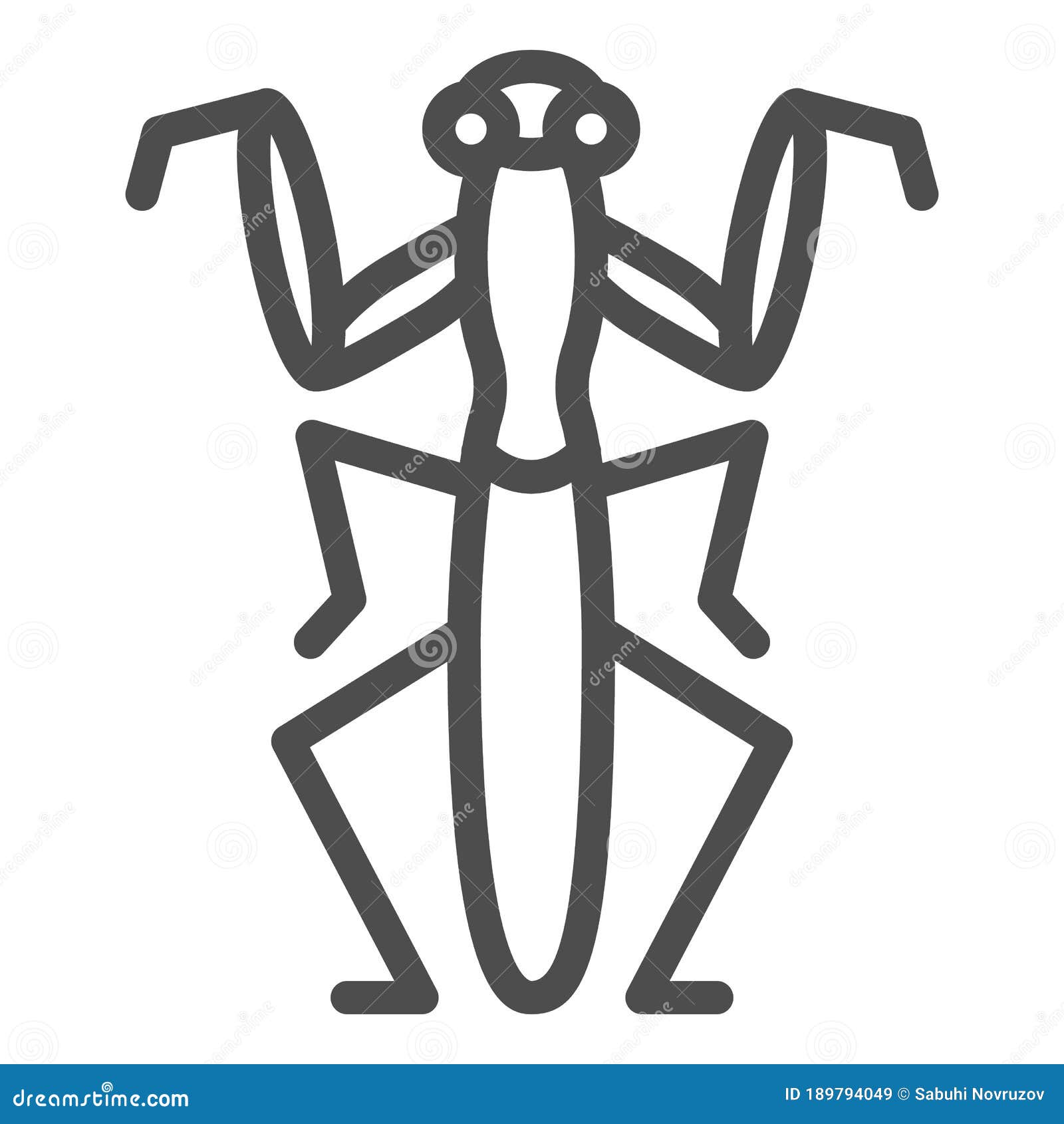 Mantis Line Icon, Insects Concept, Beetle Sign on White Background ...