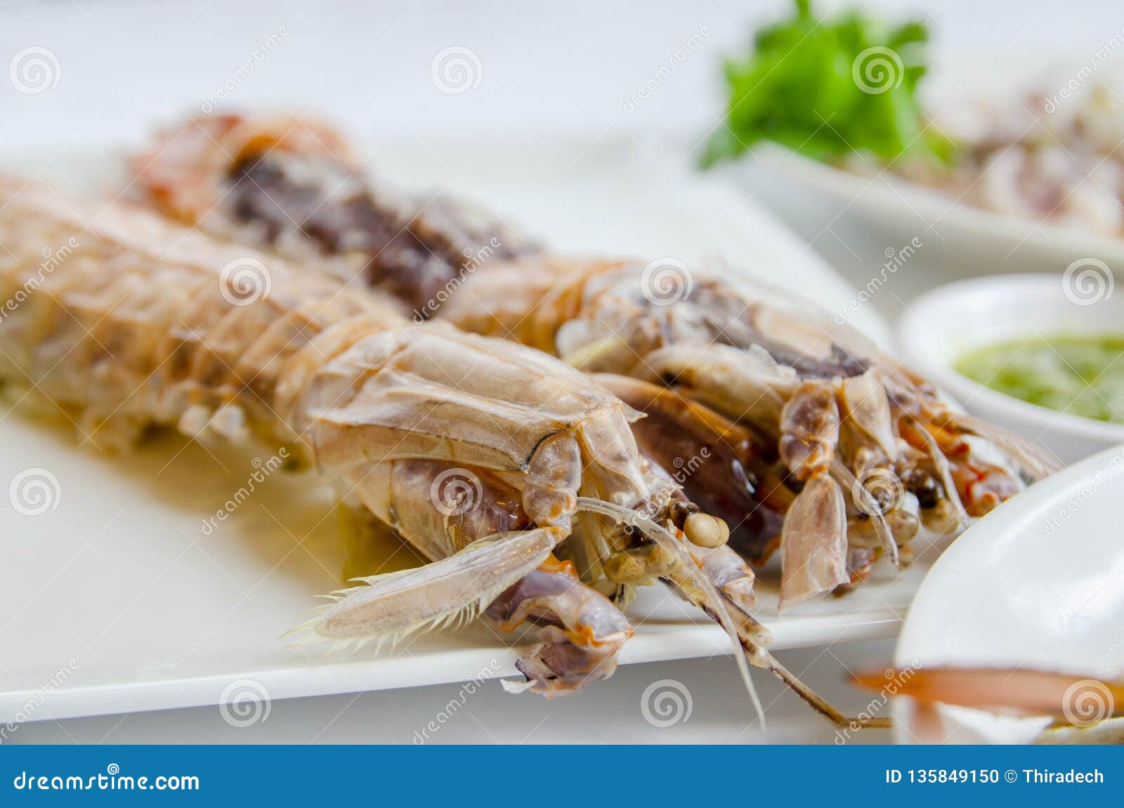 Mantis Shrimps with Tomatoes Stock Photo - Image of gourmet, cooked ...