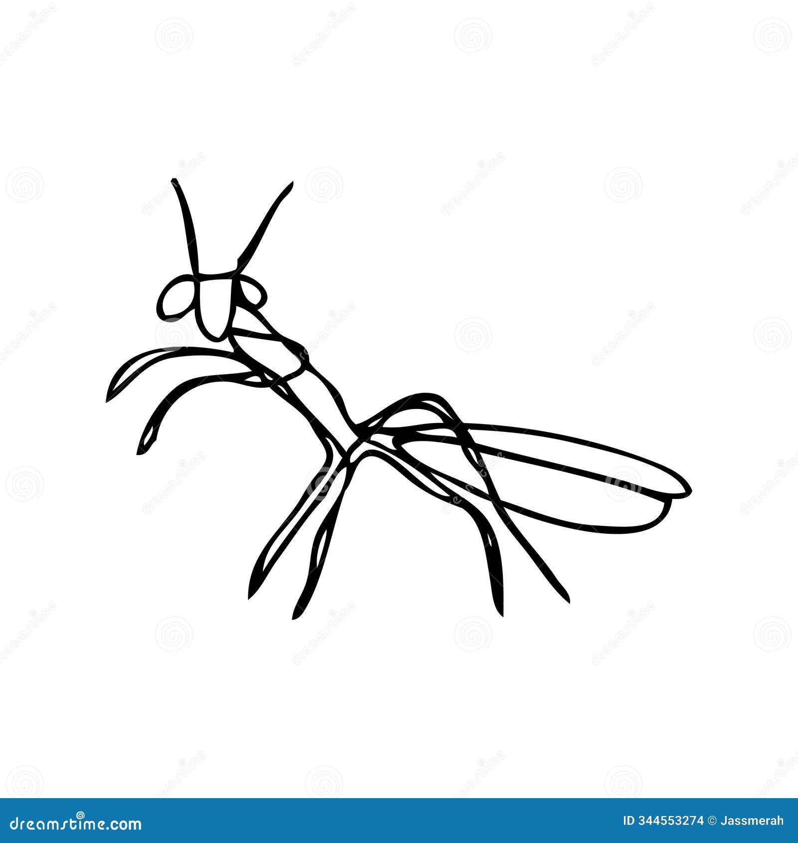 Black Outline Vector Sketch of Mantis Stock Vector - Illustration of ...