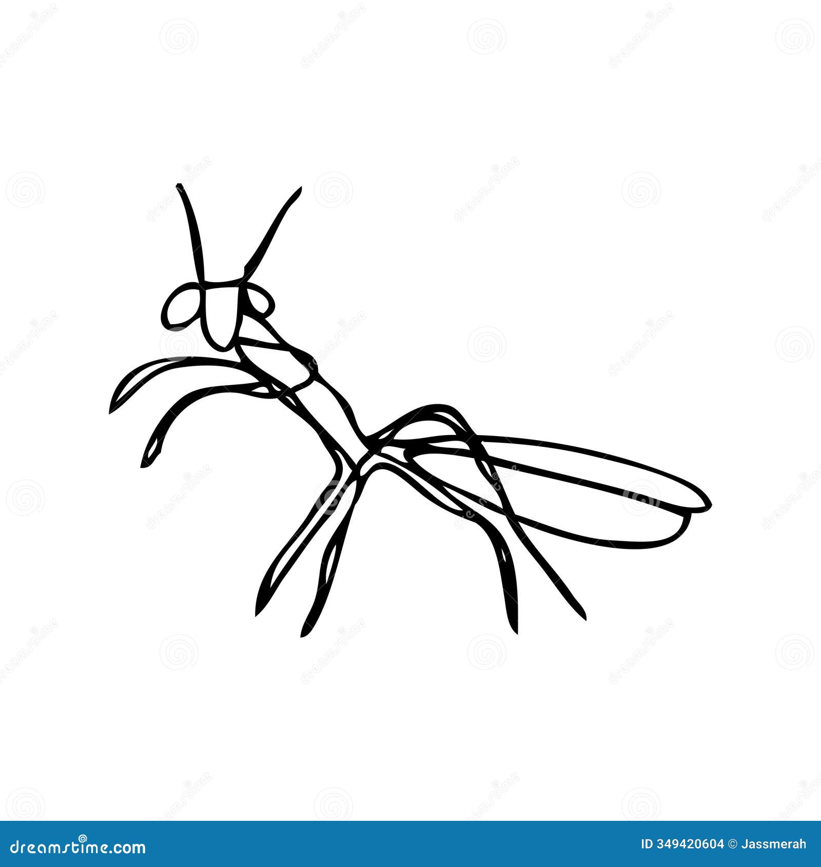 Hand Drawn Simple Black Outline Vector Sketch of Mantis Stock Vector ...