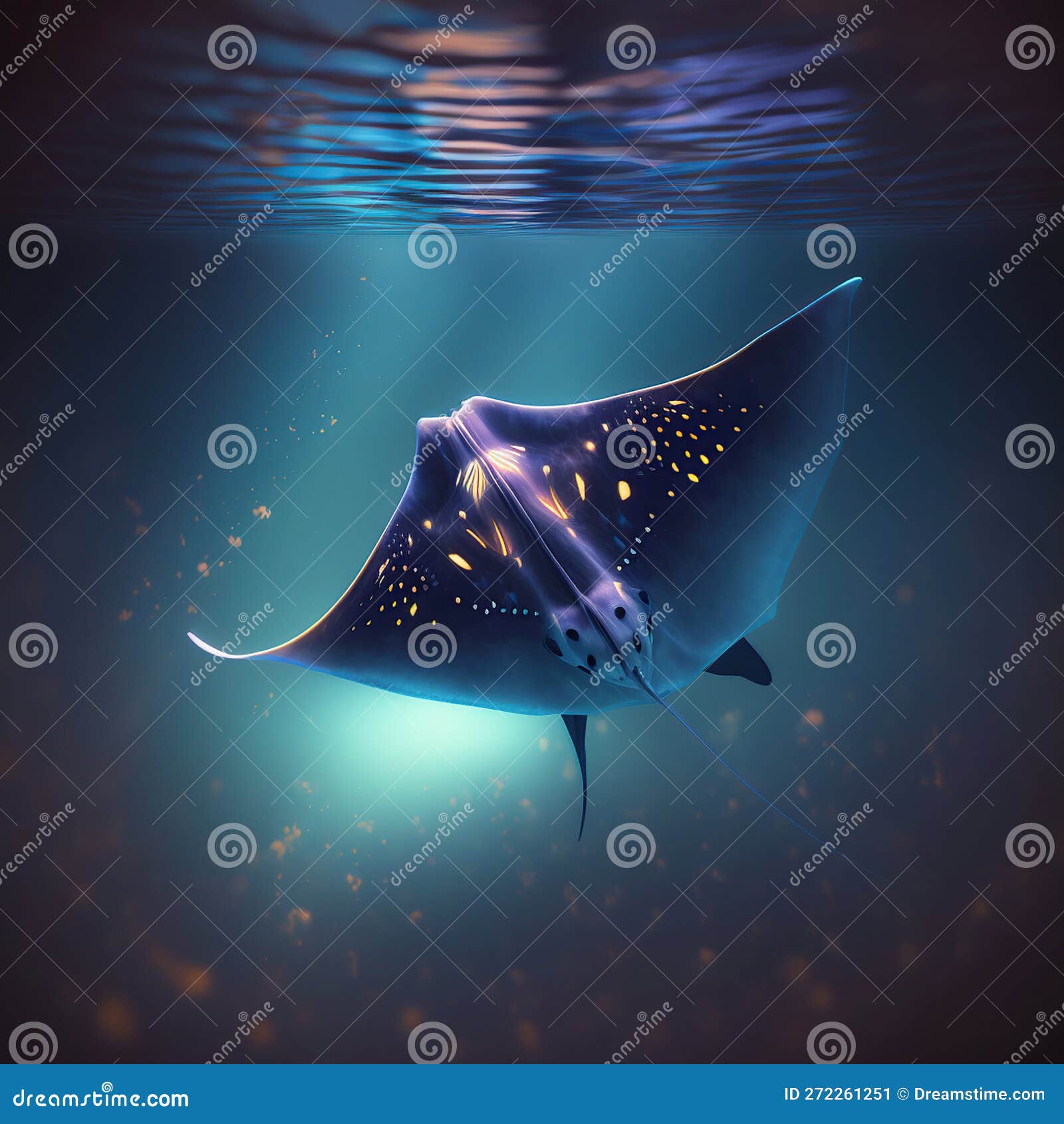 Manto-monstro-do-mar Profundo Ray Borealis Gerativo Ai Ilustração Stock ...
