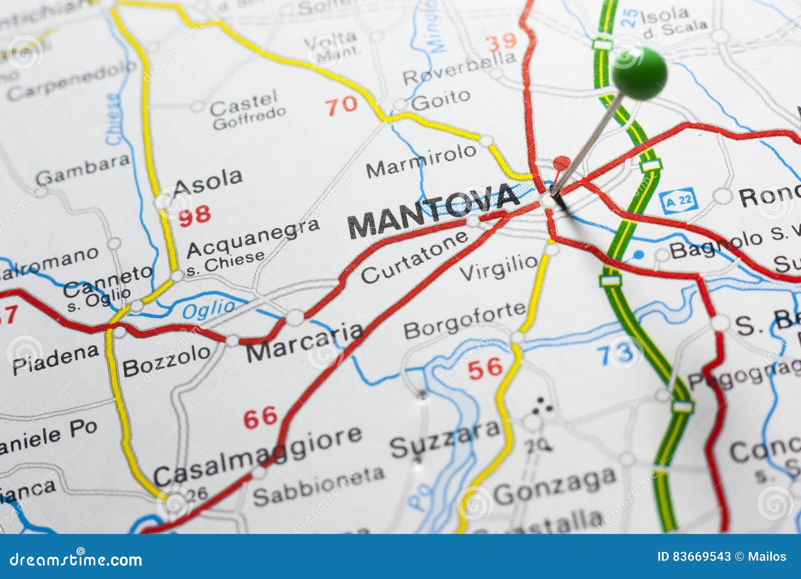 Mantova Itália em um mapa imagem de stock. Imagem de global - 83669543