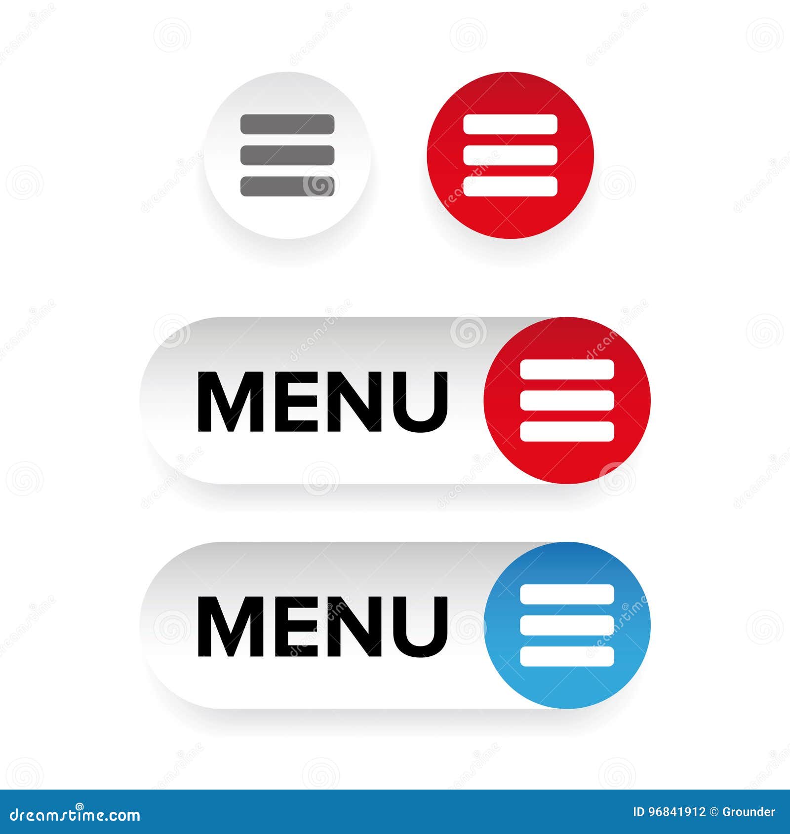 Manu icon button set stock vector. Illustration of vector - 96841912