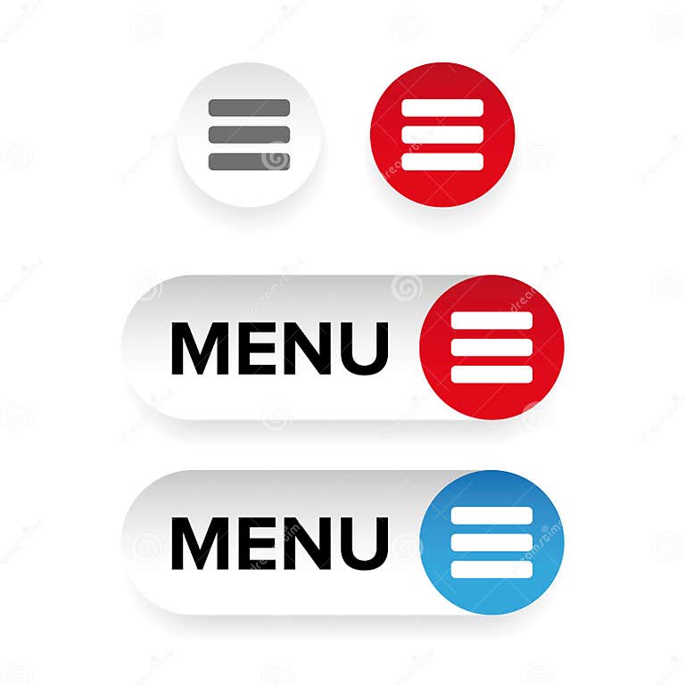 Manu icon button set stock vector. Illustration of vector - 96841912