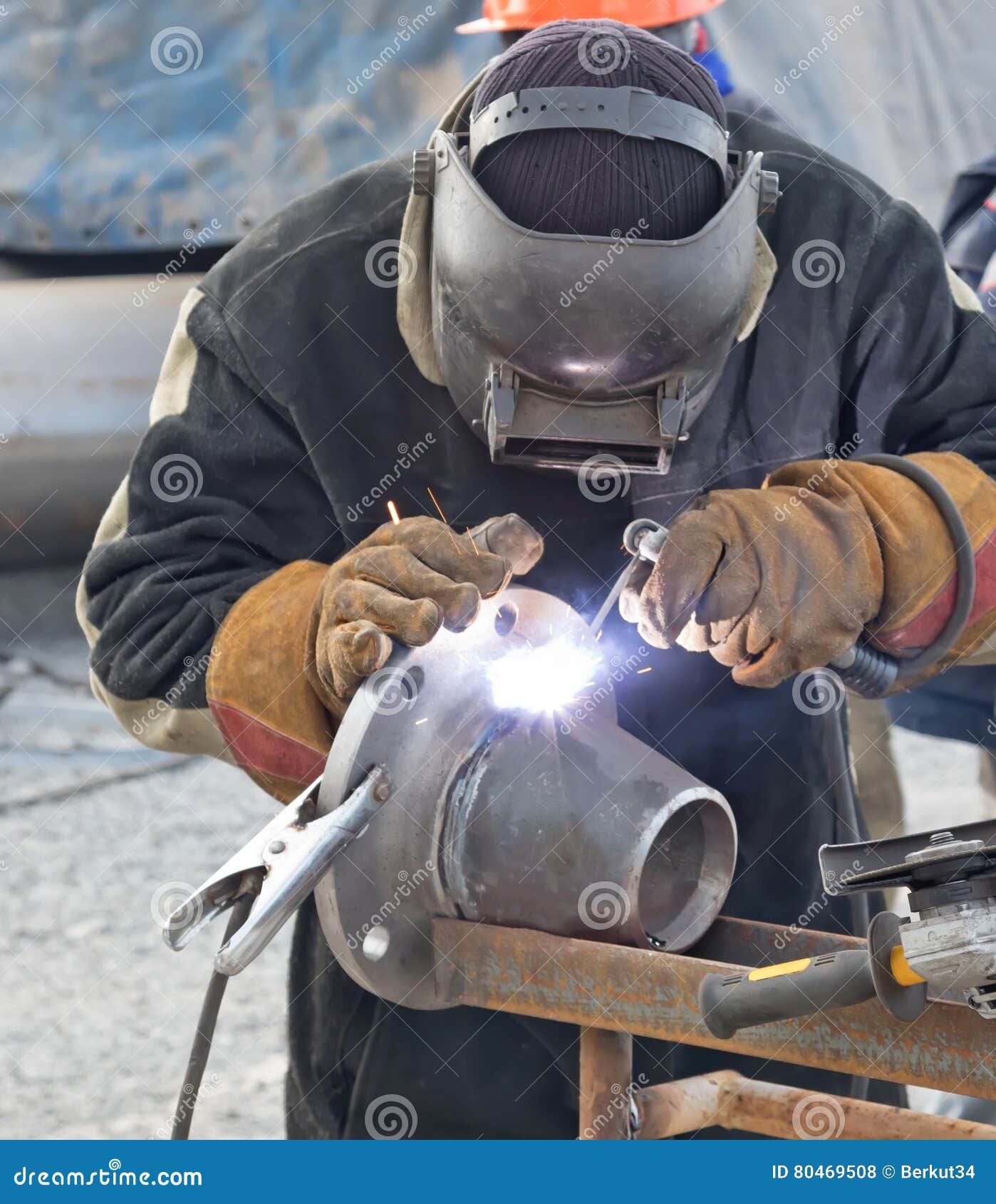 Manual Arc Welding Conical Transition with a Skirted Flange Stock Photo ...