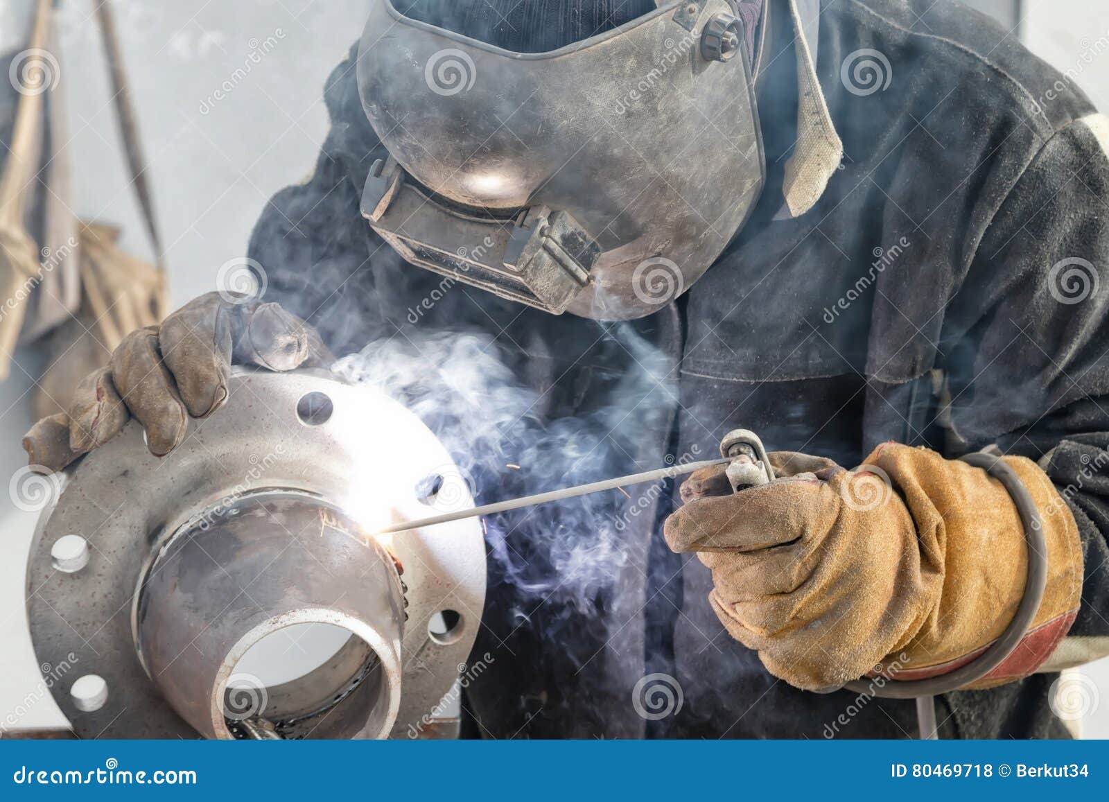 Manual Arc Welding Conical Transition with a Skirted Flange Stock Photo ...