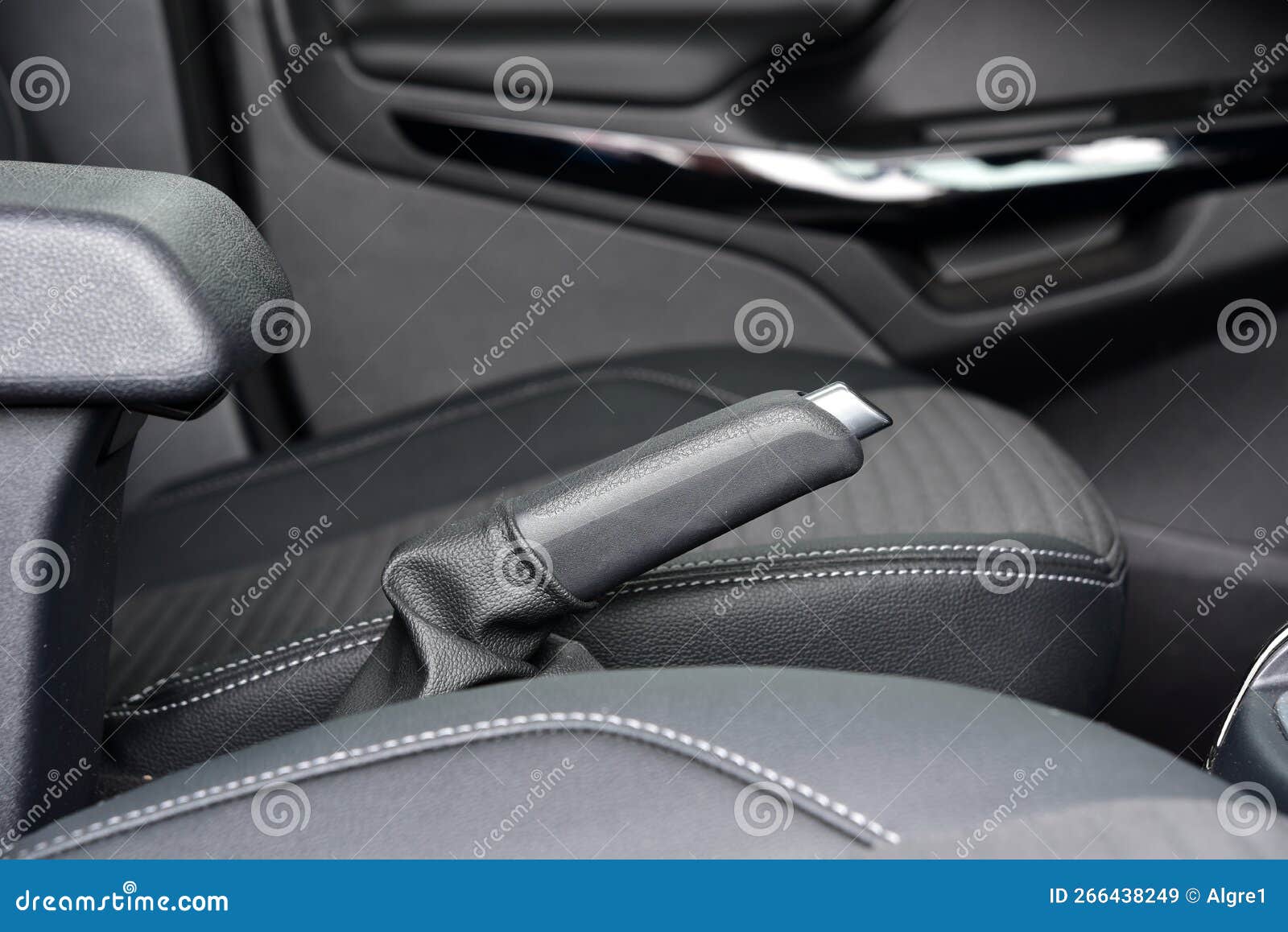 Manual Brake in Interior of Modern Car Close Up Stock Image - Image of ...