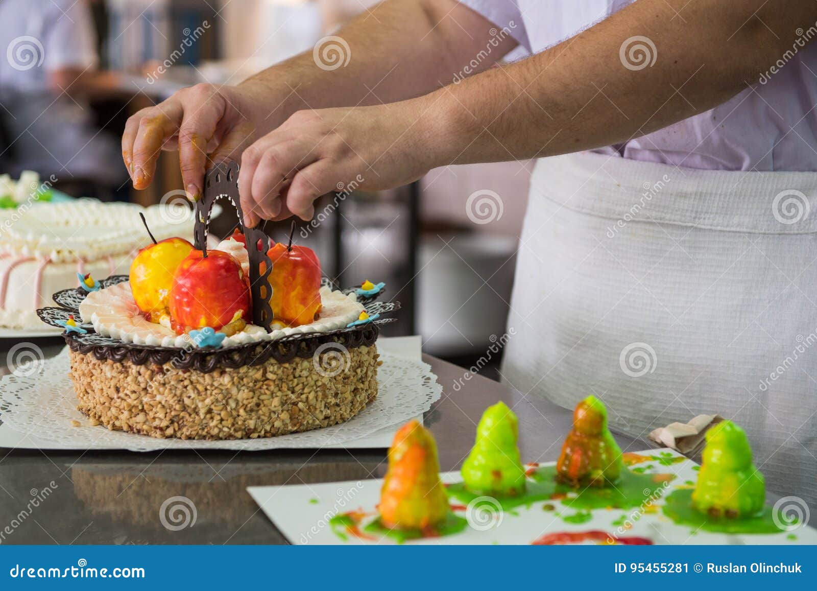 Manual cakes production stock image. Image of making - 95455281