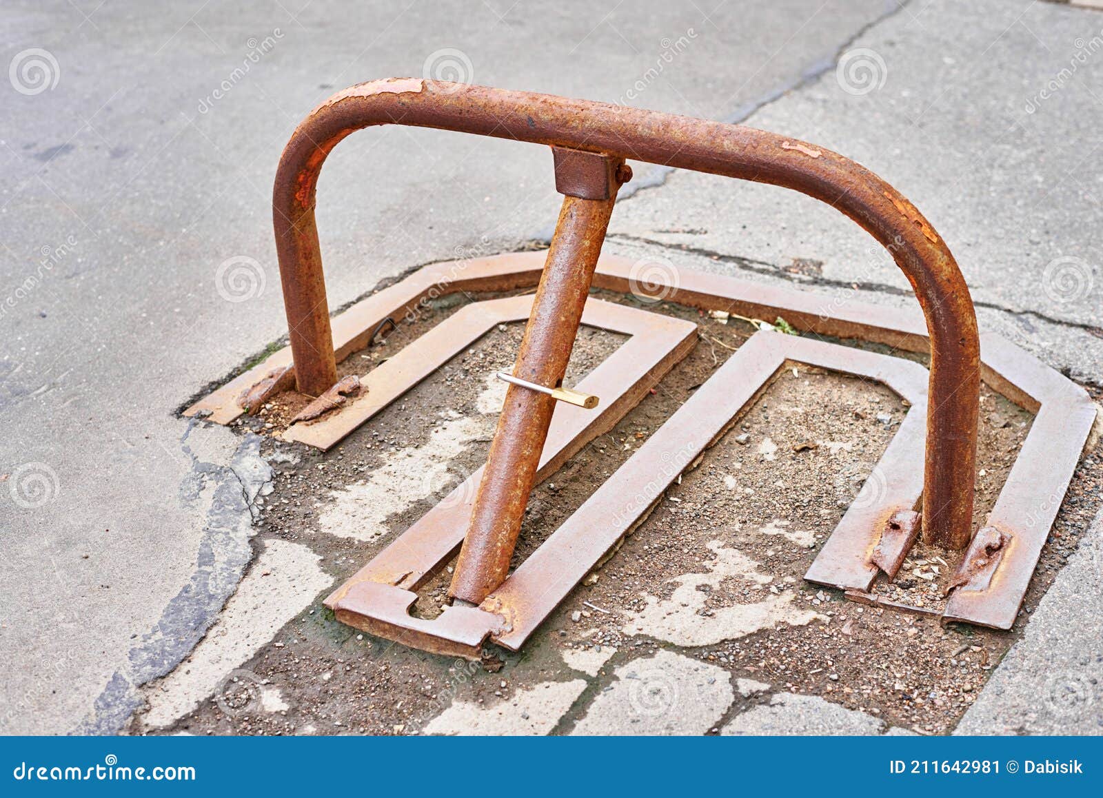 Manual Car Parking Barrier with Padlock in City Stock Image - Image of ...