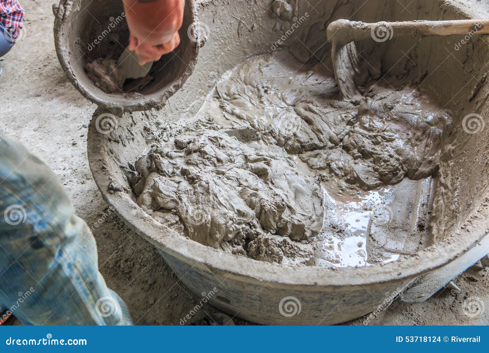 Manual cement mixer stock photo. Image of industry, broom - 53718124