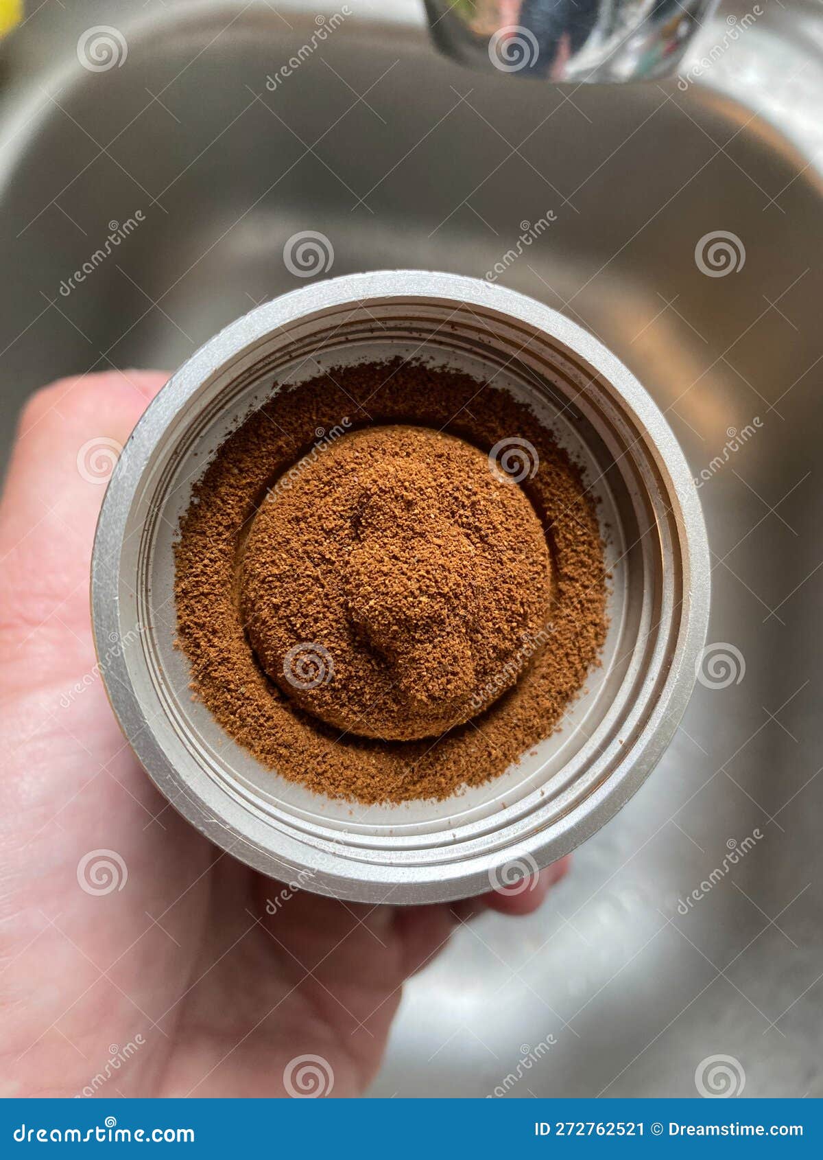 Manual Coffee Grinder with Ground Powder Coffee Stock Image - Image of ...